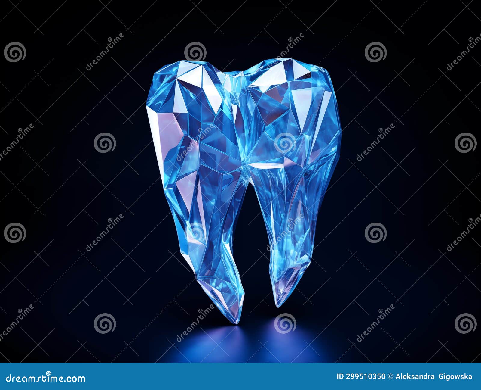 Polygonal Polished Tooth Over Dark Blue Background. Generative AI Stock ...