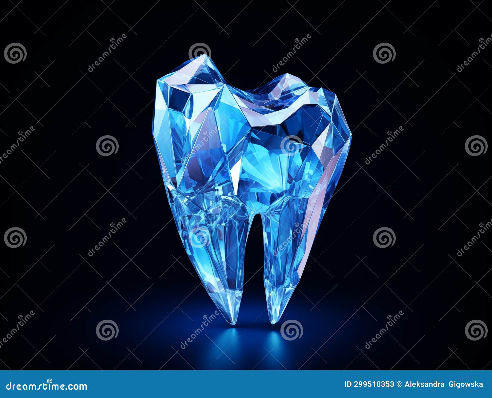 Polygonal Polished Tooth Over Dark Blue Background. Generative AI Stock ...
