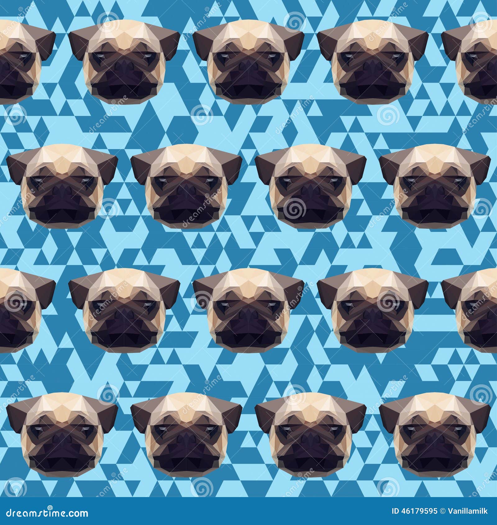 Polygonal Pug Pattern Background Stock Illustrations – 8 Polygonal Pug ...