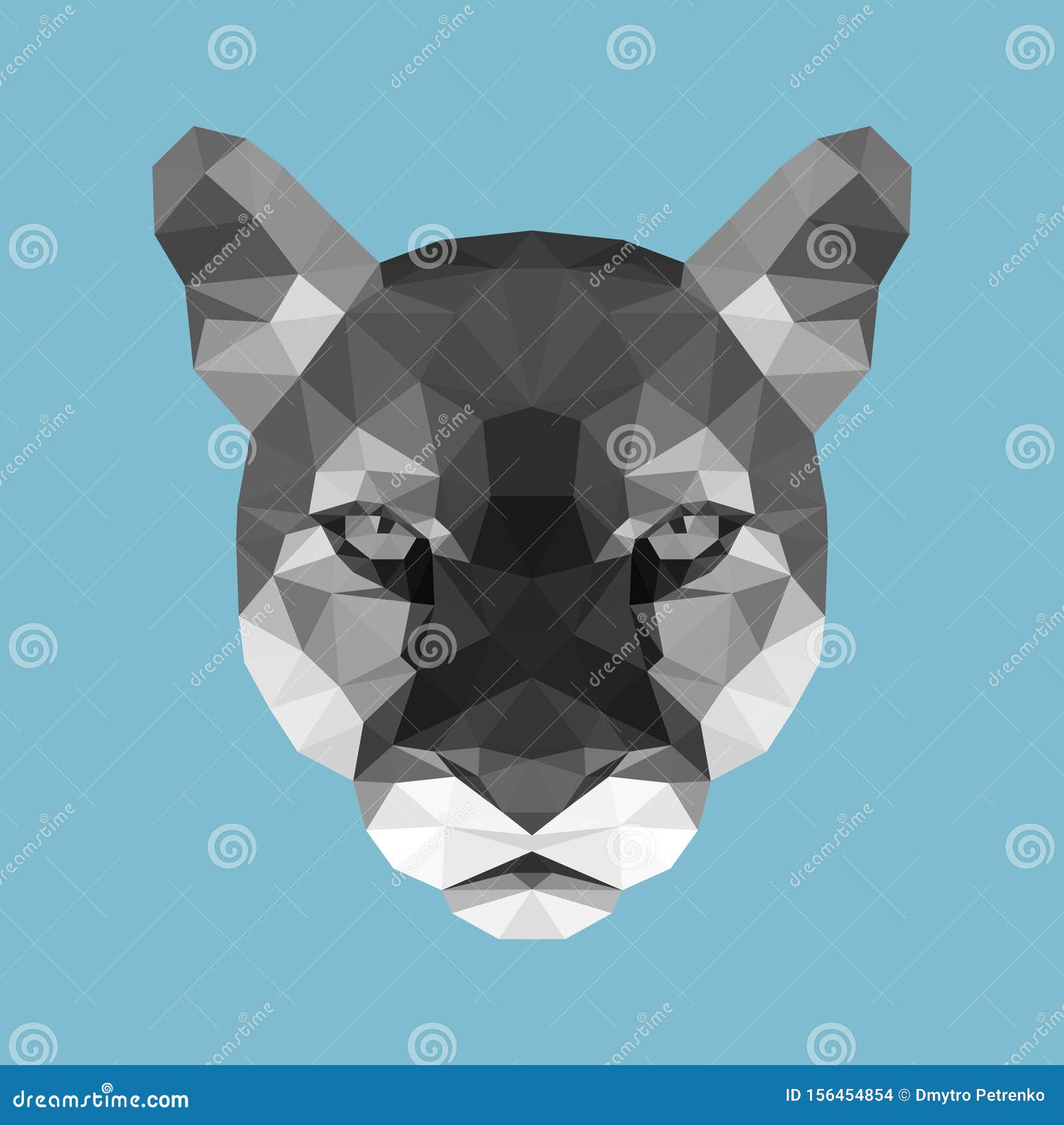 Polygonal puma head stock vector. Illustration of animal - 156454854