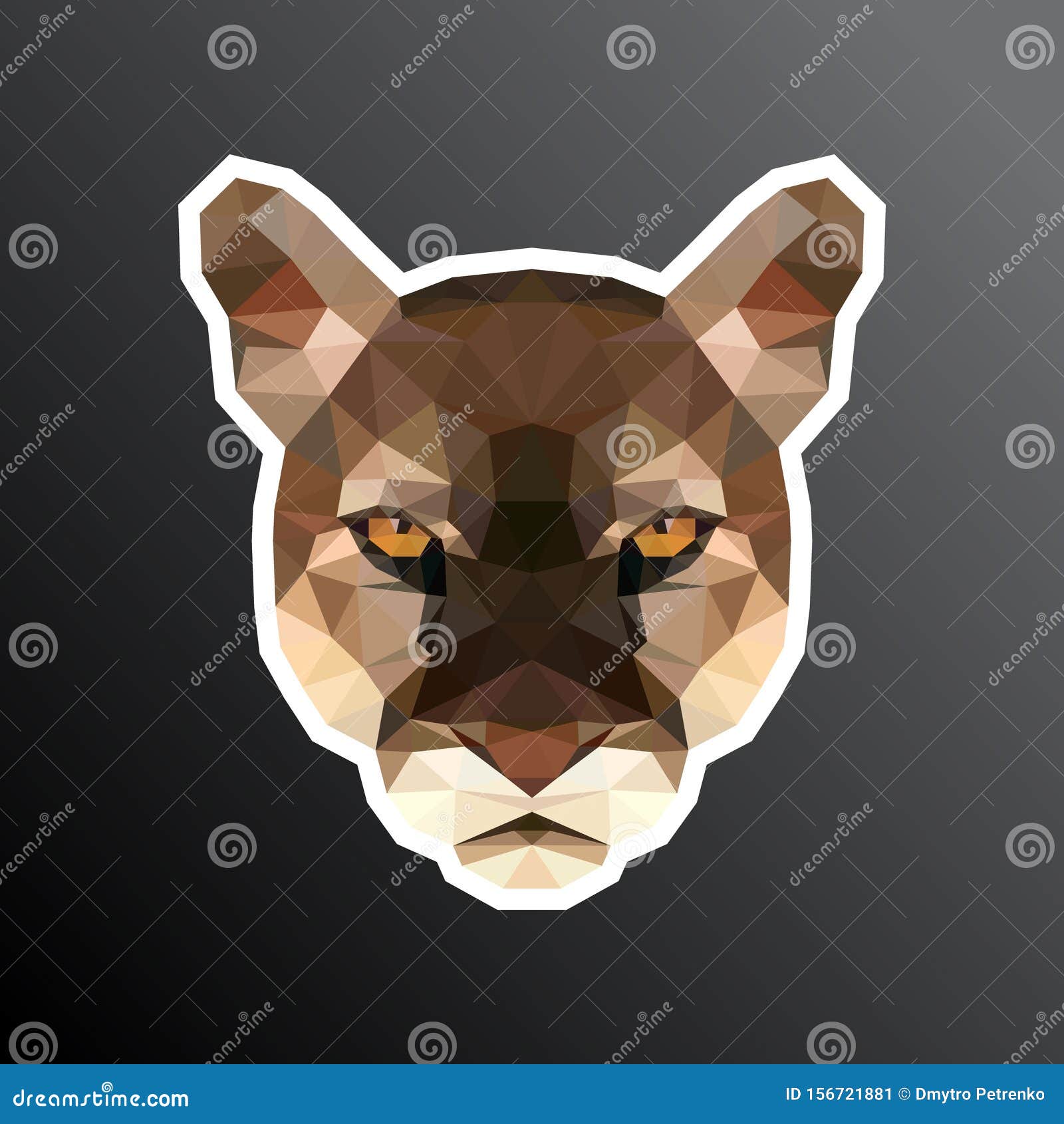 Polygonal Puma Head Sticker Stock Vector - Illustration of abstract ...