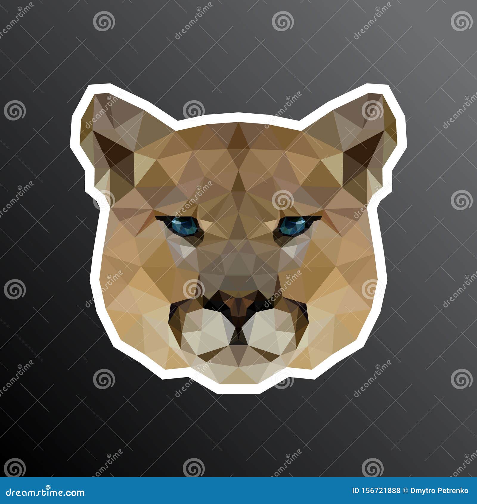 Polygonal Puma Head Sticker Stock Vector - Illustration of mesh ...