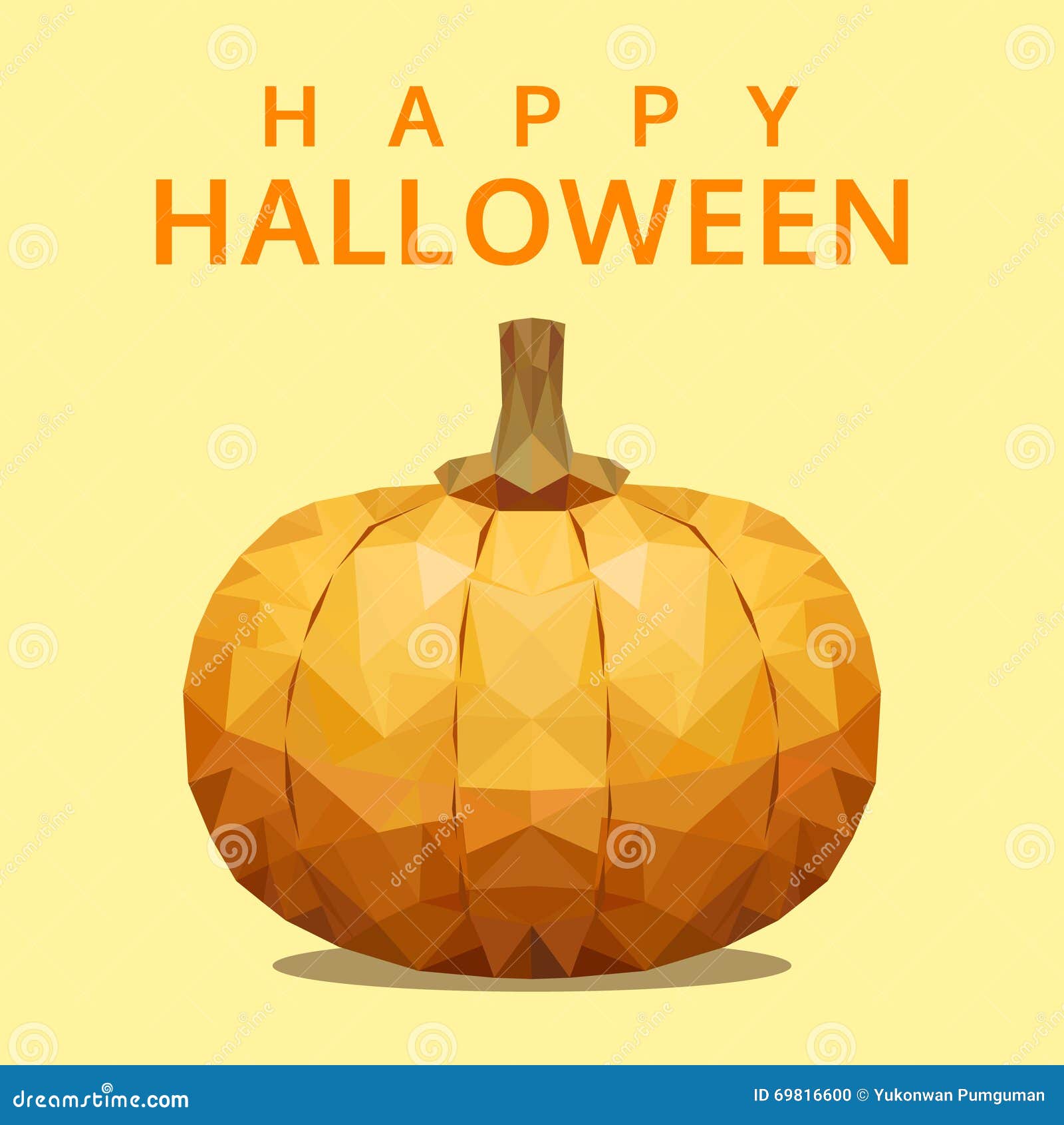 Polygonal Pumpkin, Happy Halloween, Polygon Fruit Isolated Vecto Stock ...