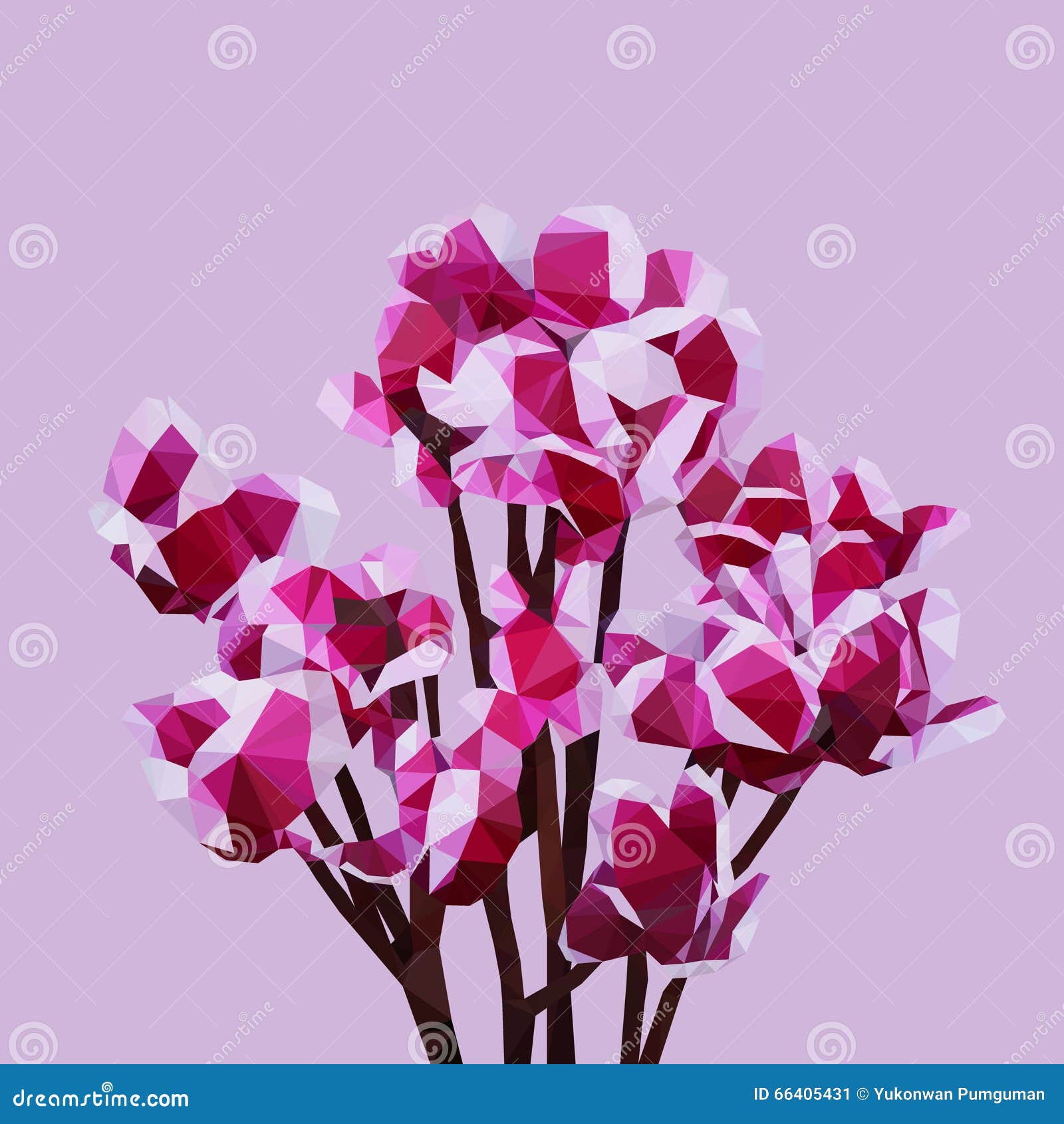 Polygonal Purple Flower, Polygon Triangle Flower, Stock Vector ...