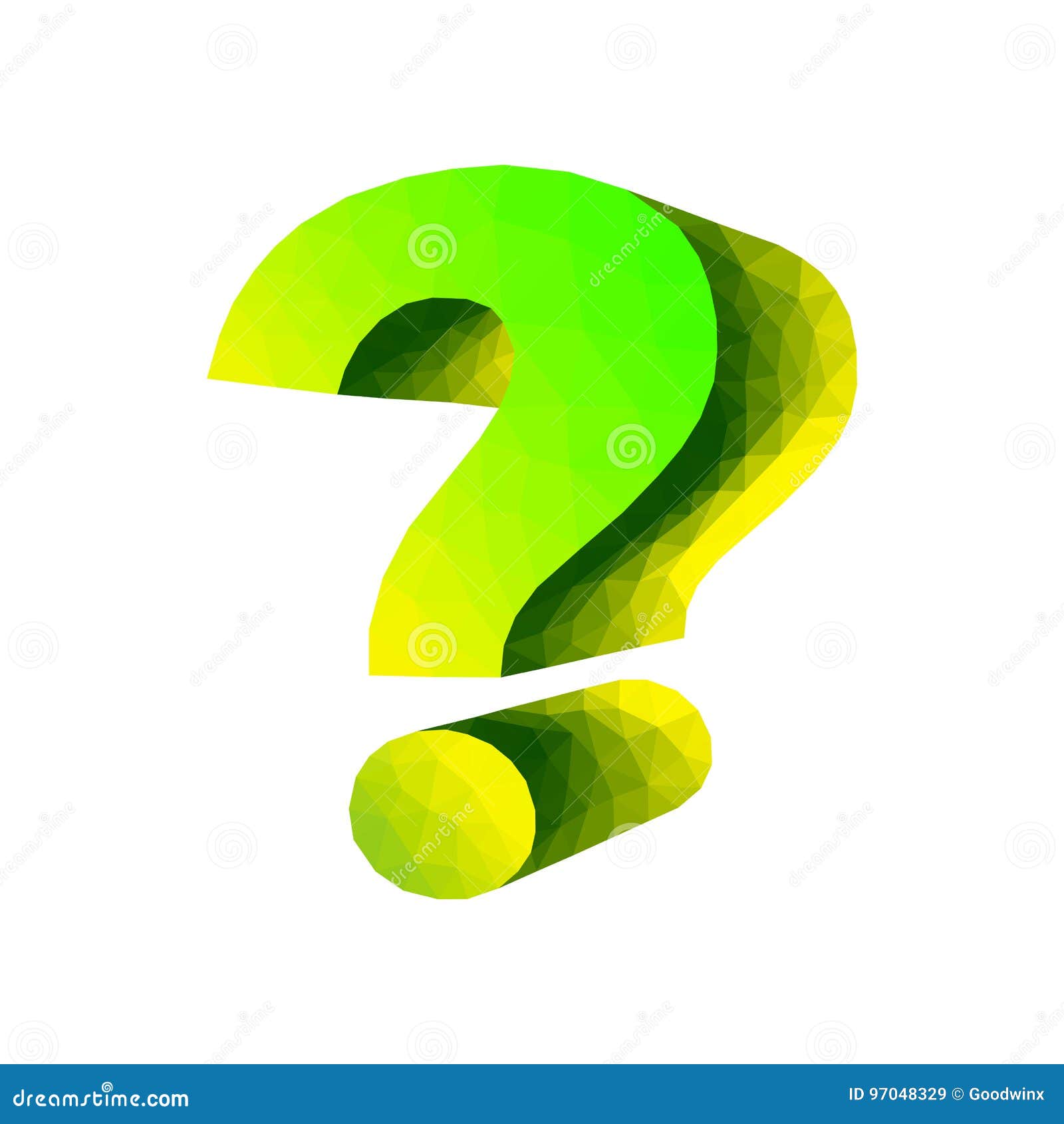 Polygonal Question Mark 3d Volumetric Green on a White Background Stock ...