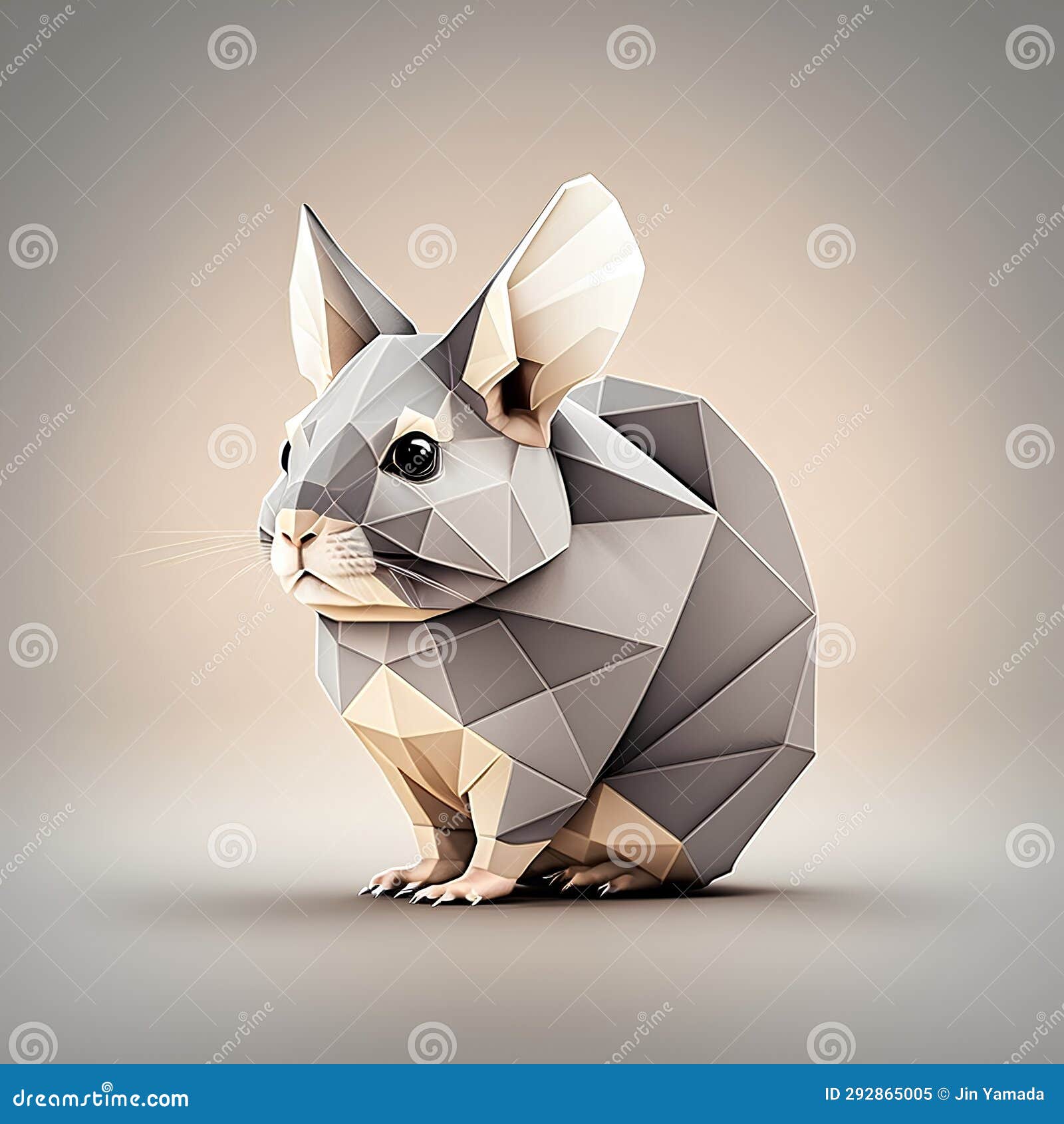 Polygonal Rabbit on a Gray Background. 3d Illustration Stock ...