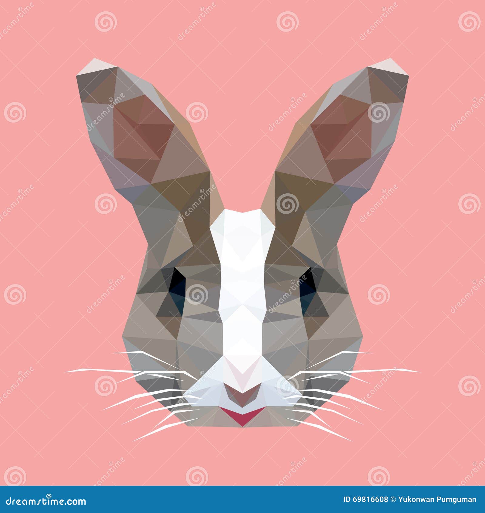 Polygonal Rabbit Head, Polygon Animal Head, Isolated Vector Stock ...