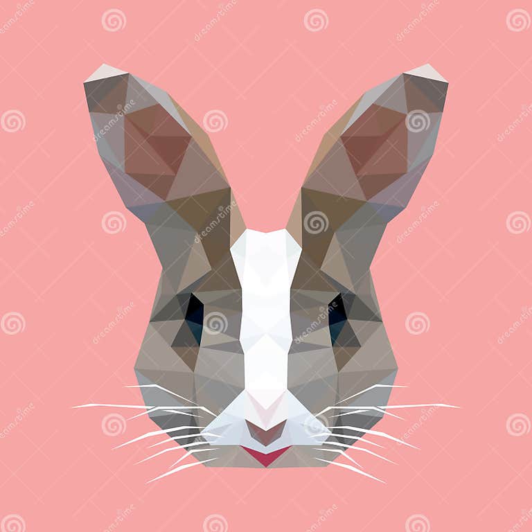 Polygonal Rabbit Head, Polygon Animal Head, Isolated Vector Stock ...