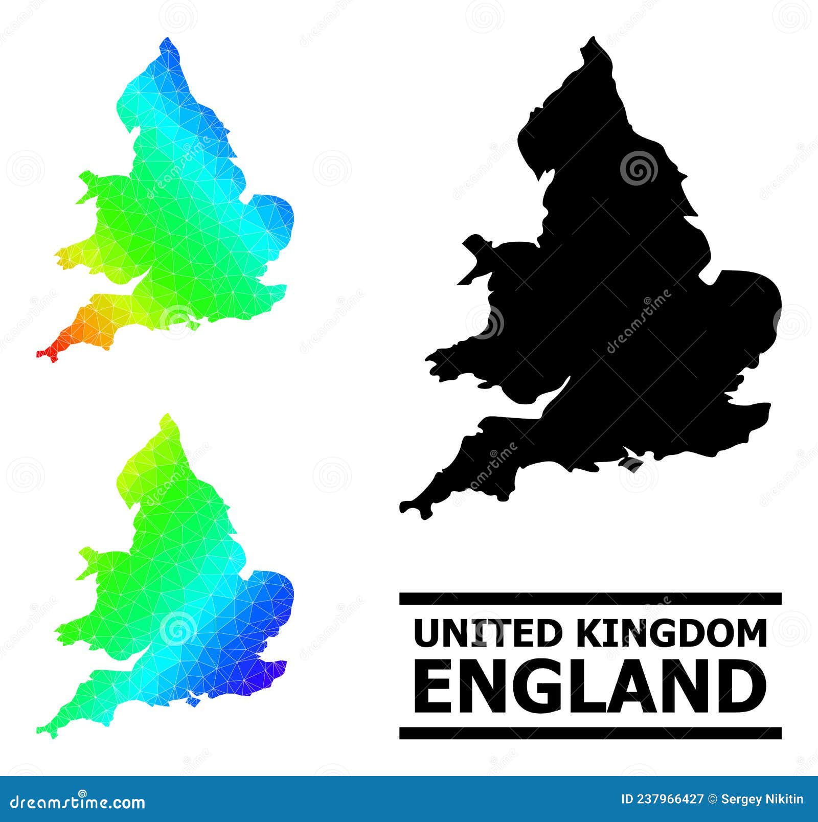 Polygonal Rainbow Map of England with Diagonal Gradient Stock Vector ...