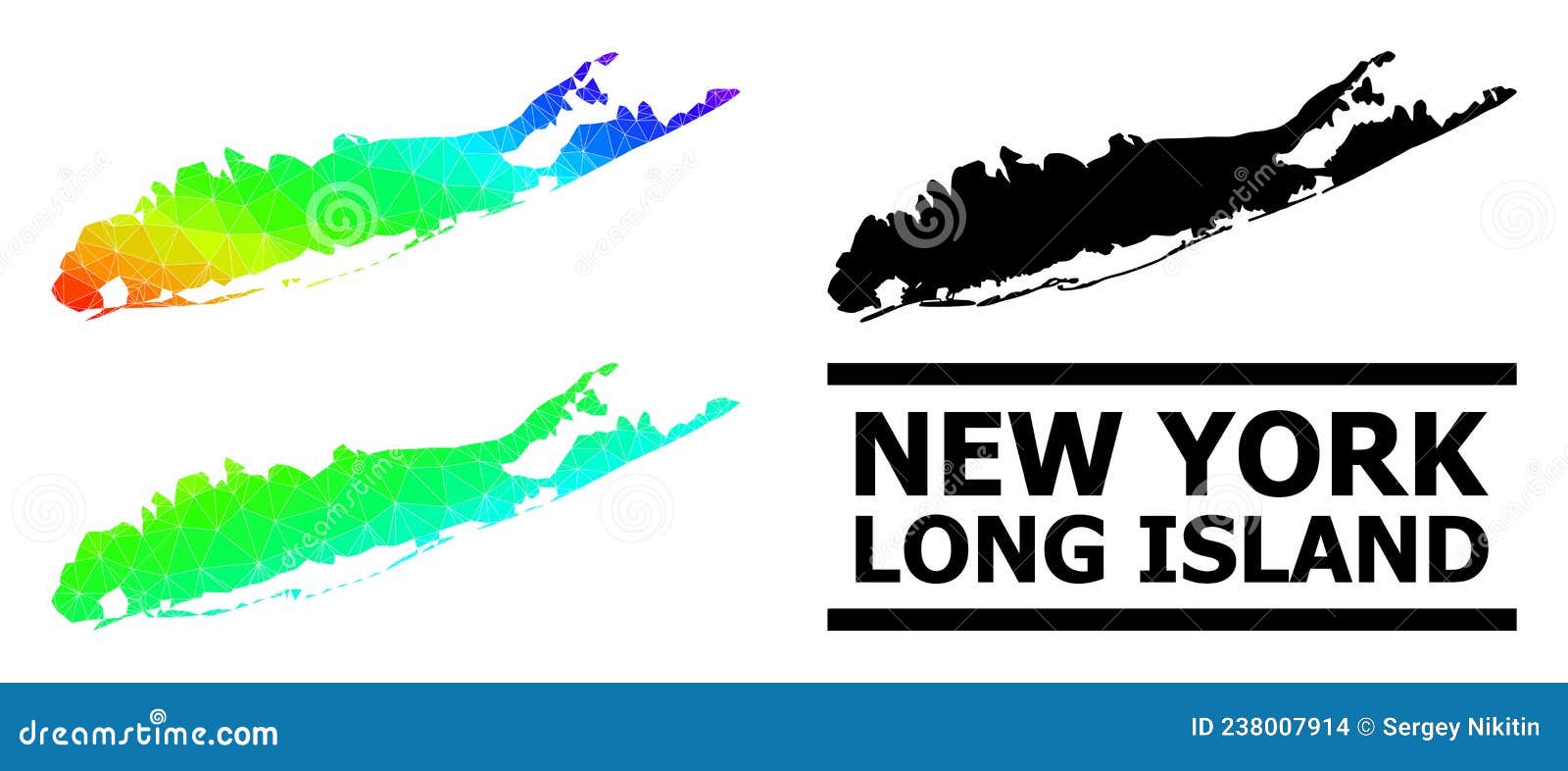 Polygonal Rainbow Map of Long Island with Diagonal Gradient Stock ...