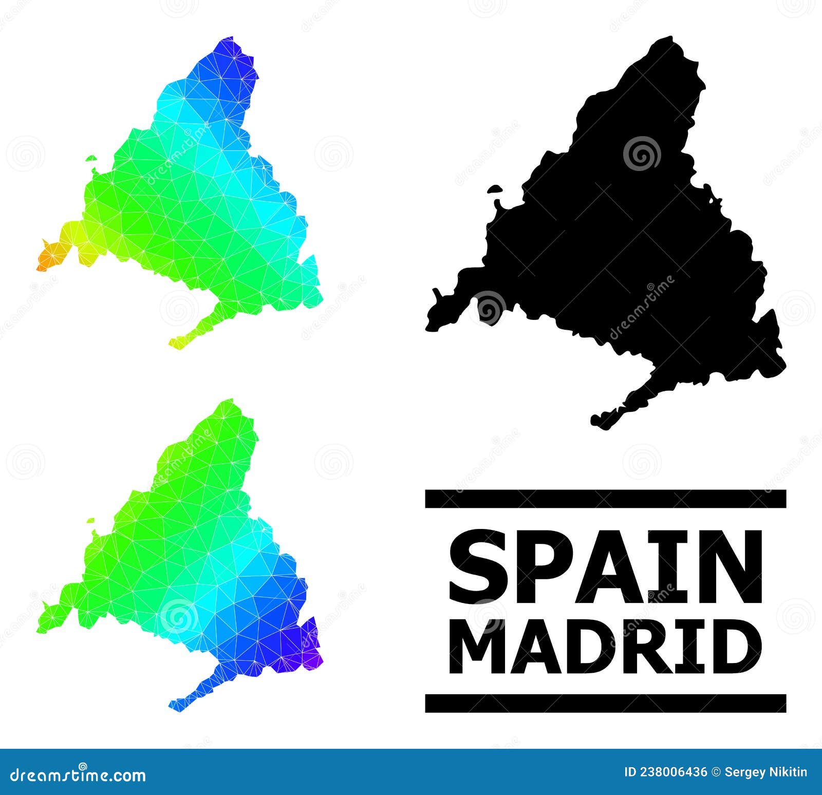 Polygonal Rainbow Map of Madrid Province with Diagonal Gradient Stock ...