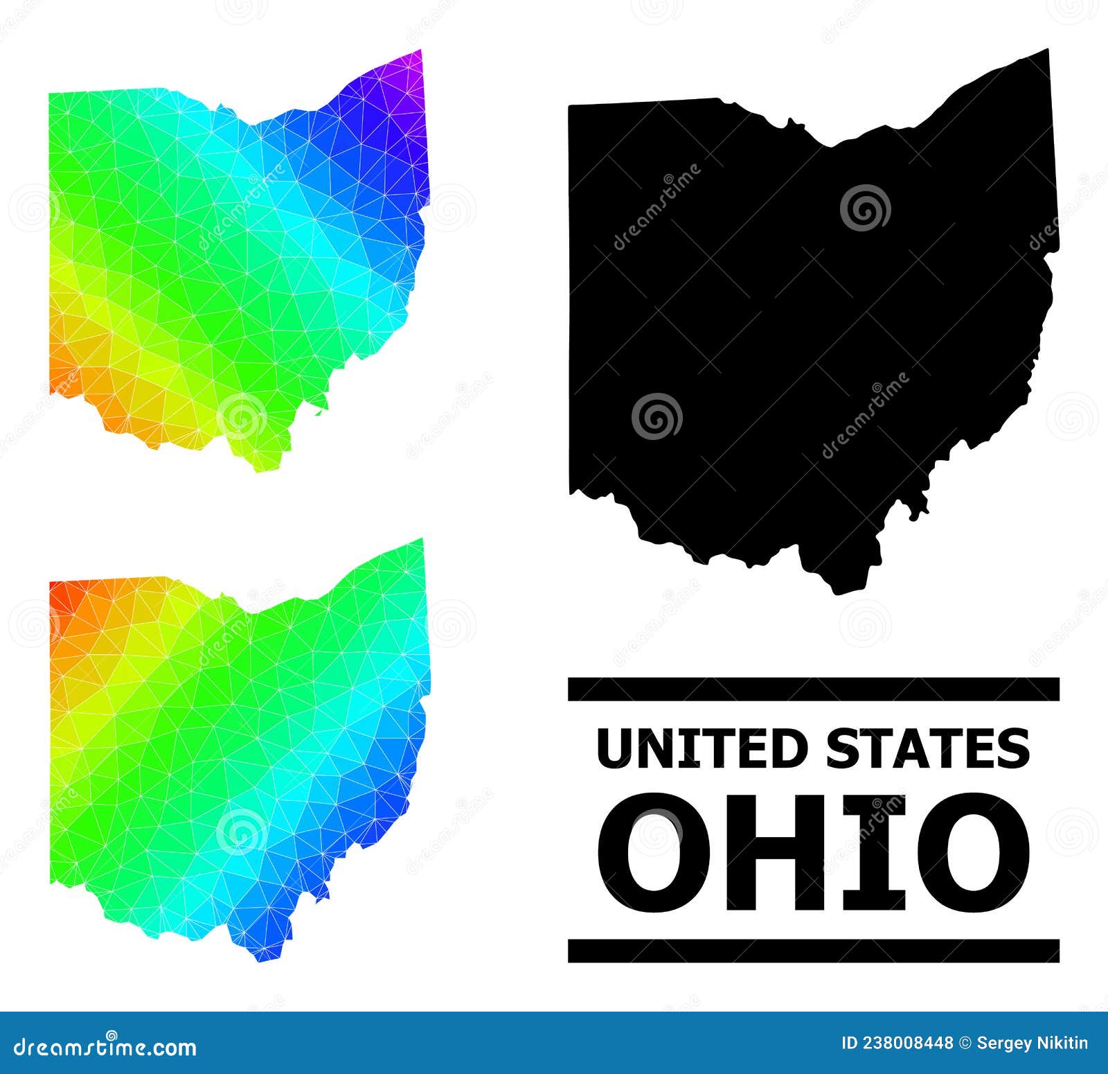 Polygonal Rainbow Map of Ohio State with Diagonal Gradient Stock Vector ...