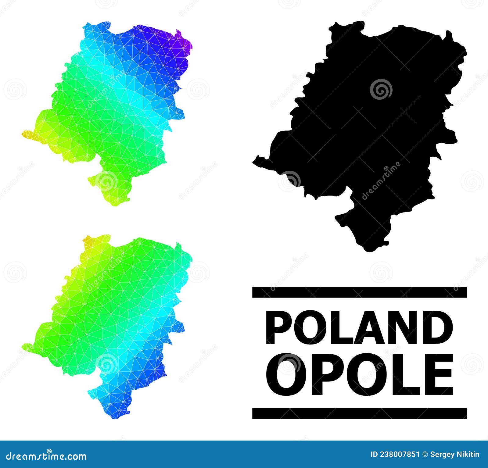 Polygonal Rainbow Map of Opole Province with Diagonal Gradient Stock ...