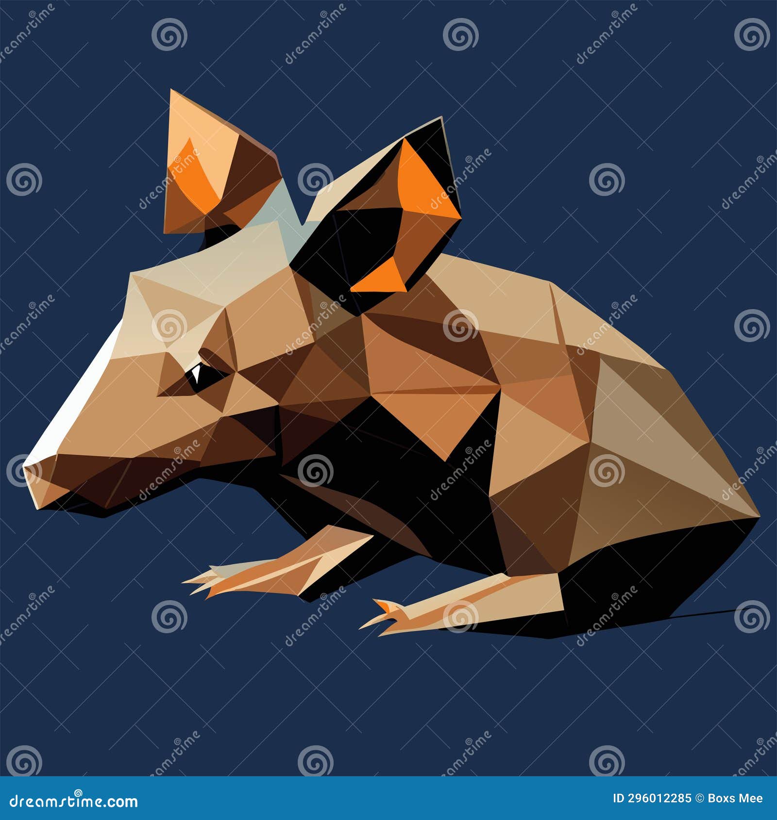 Polygonal Rat. Vector Illustration of a Mouse in Low Poly Style Stock ...