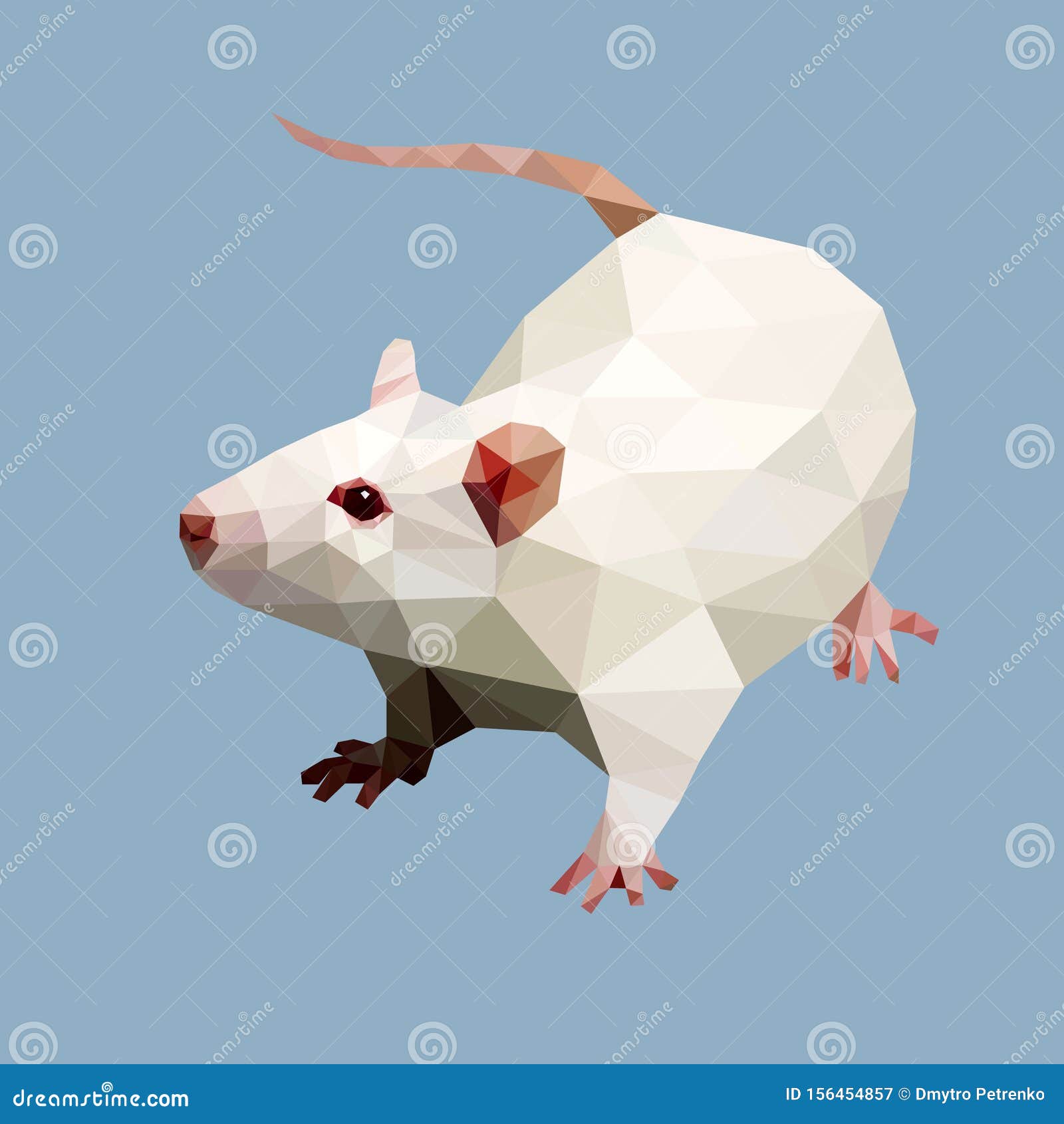 Polygonal white rat stock vector. Illustration of greeting - 156454857