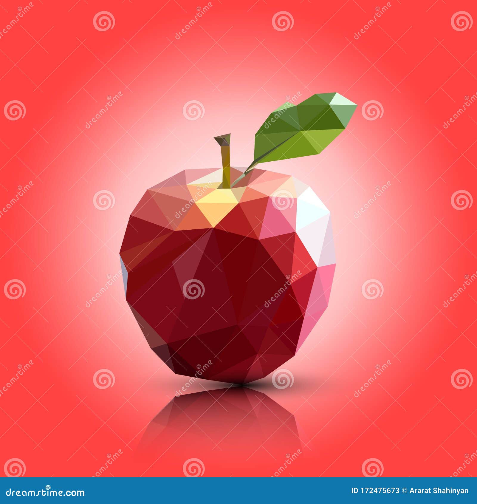 Polygonal Red Apple. Low Poly Stock Vector - Illustration of food ...