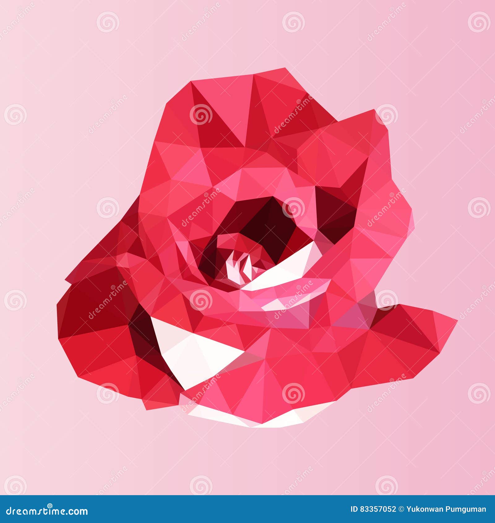 Polygonal Red Rose. Poly Low Geometric Triangle Flower Vector Stock ...