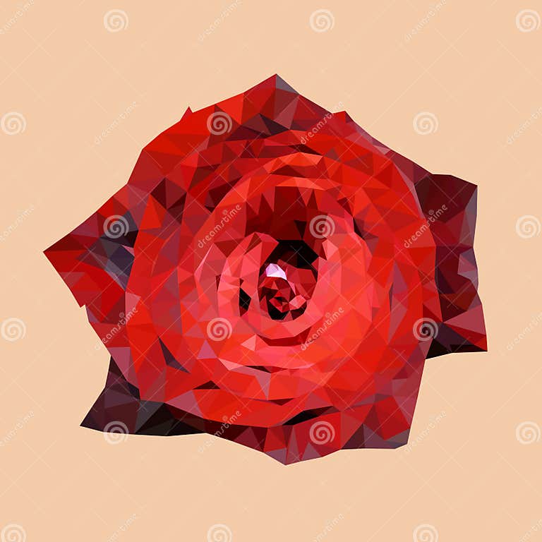 Polygonal Red Rose, Polygon Triangle Flower, Vector Stock Vector ...