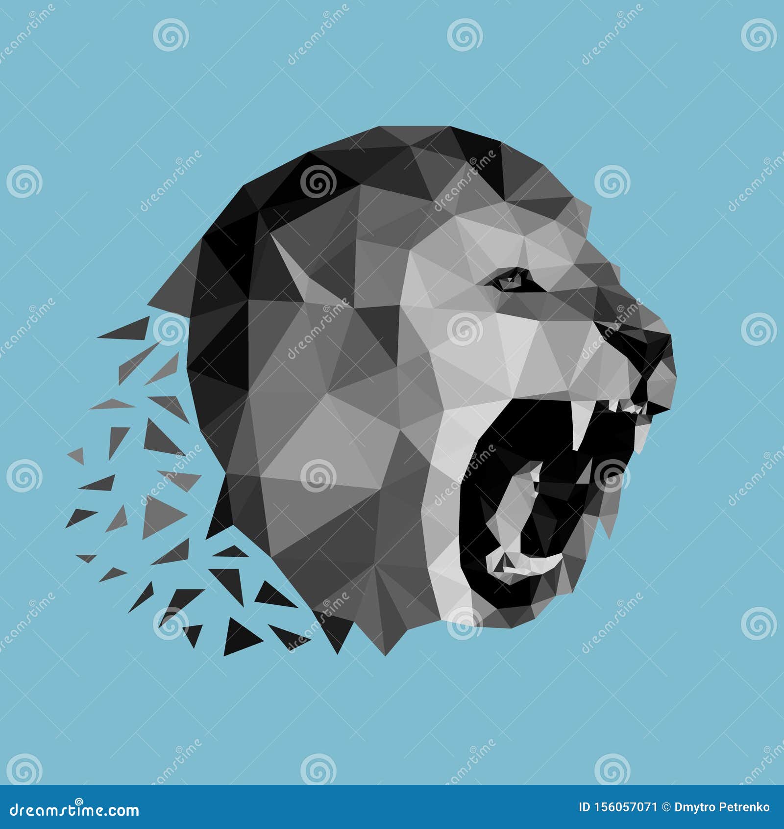 Polygonal Roaring Lion in Vector Stock Vector - Illustration of ...