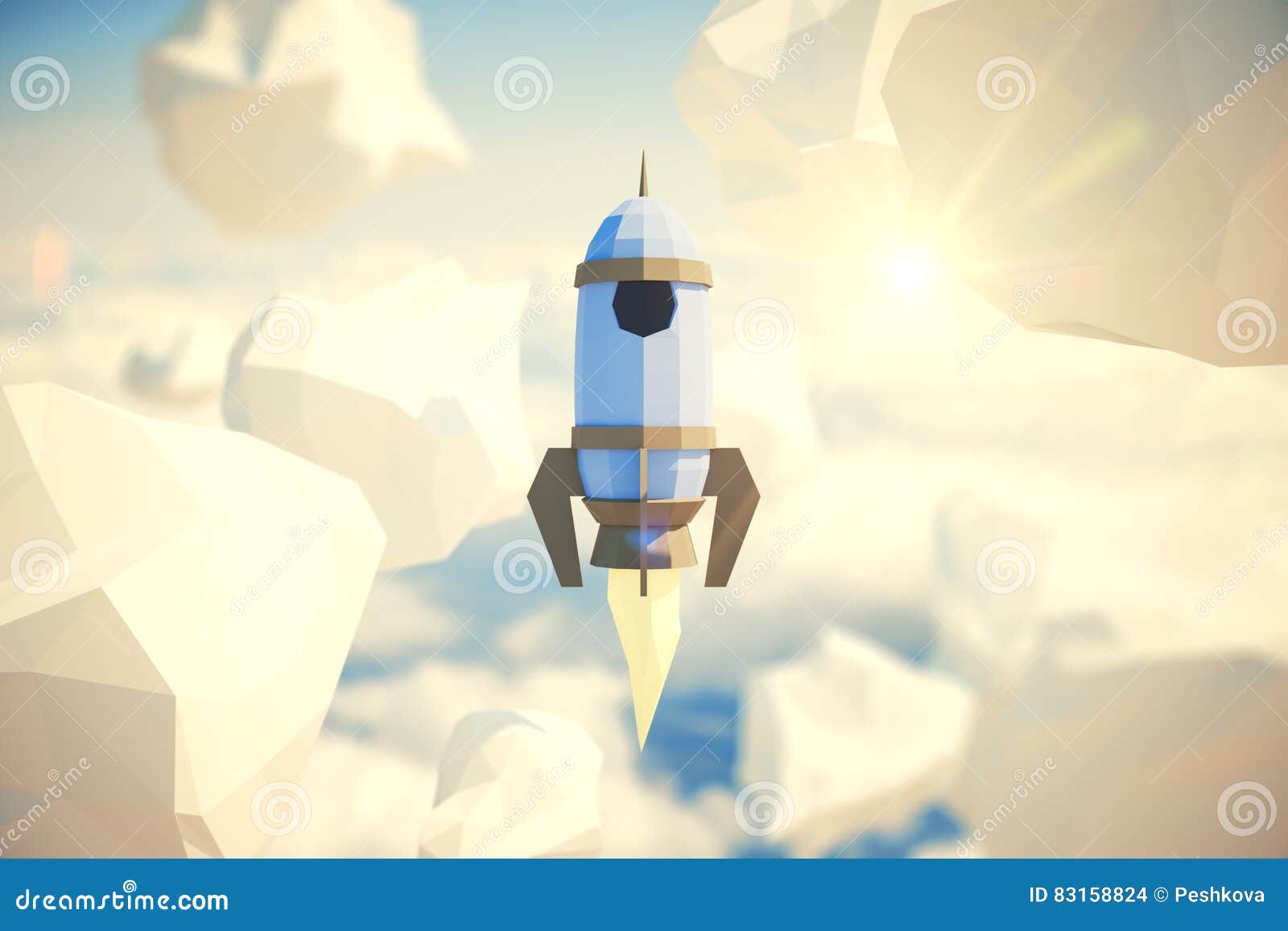 Polygonal rocket ship stock illustration. Illustration of discovery ...