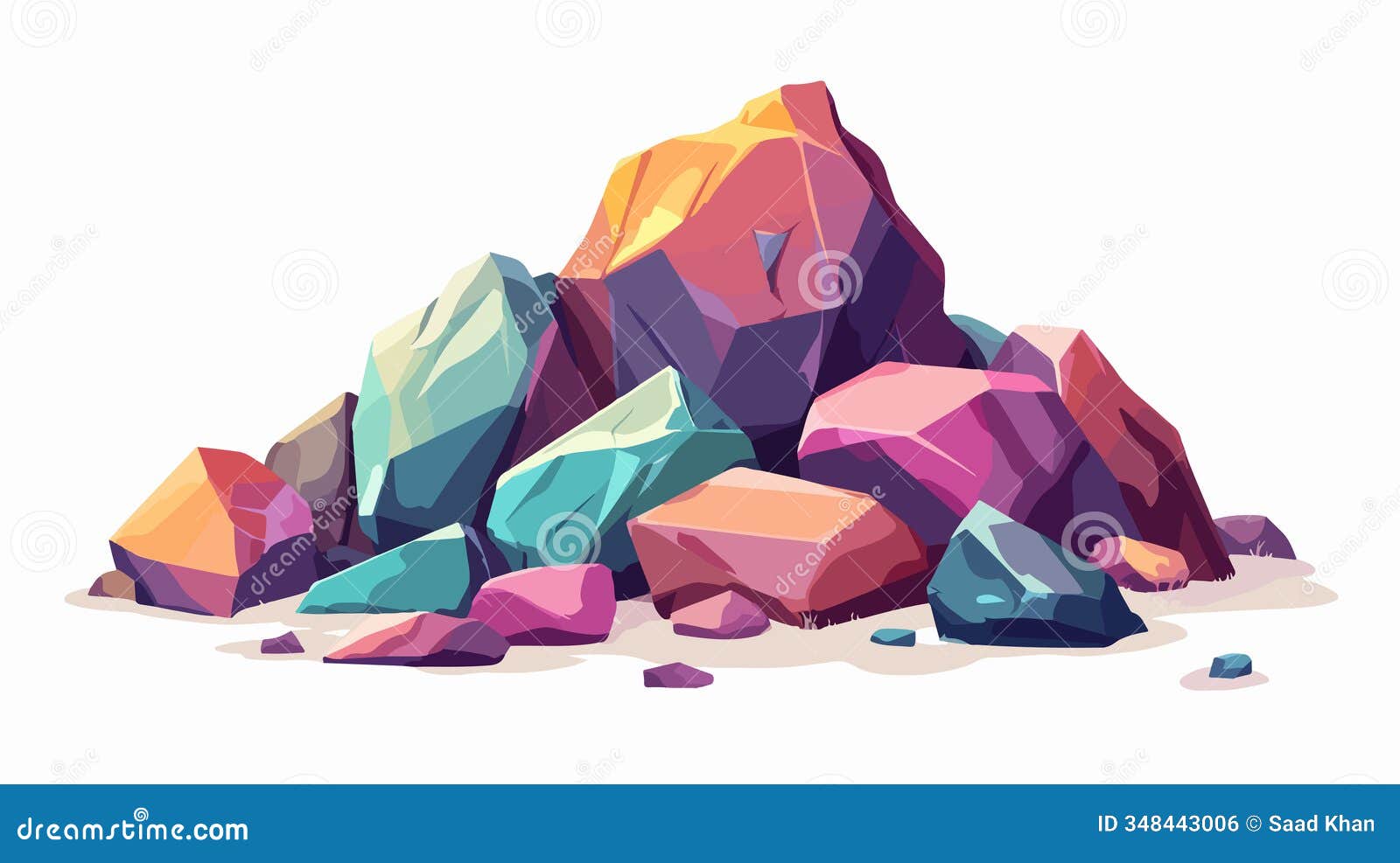 Polygonal Rocks Heap Cartoon Illustration Vector Stock Illustration ...