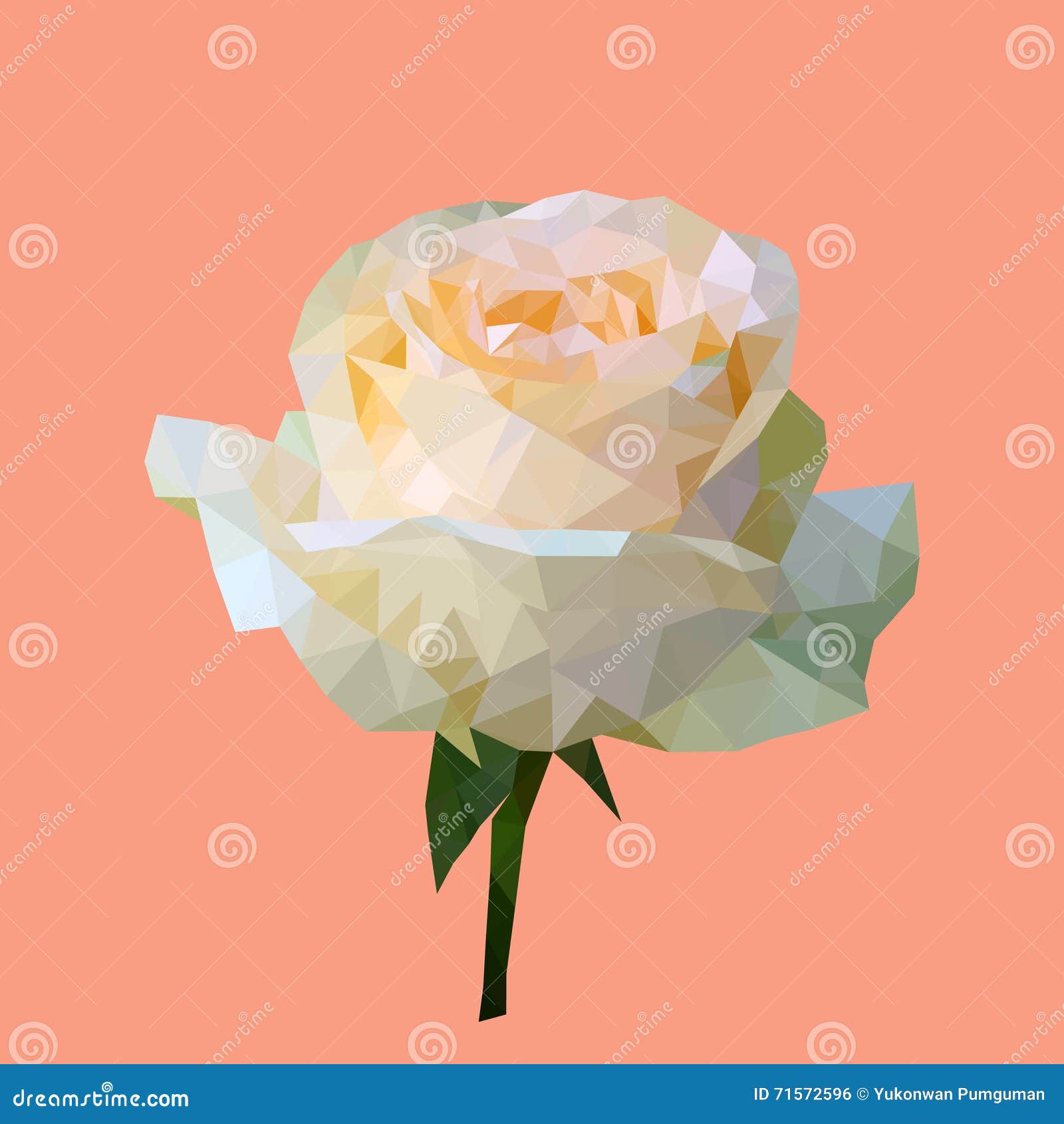 Polygonal Rose, Polygon Geometric Flower, Vector Stock Vector ...