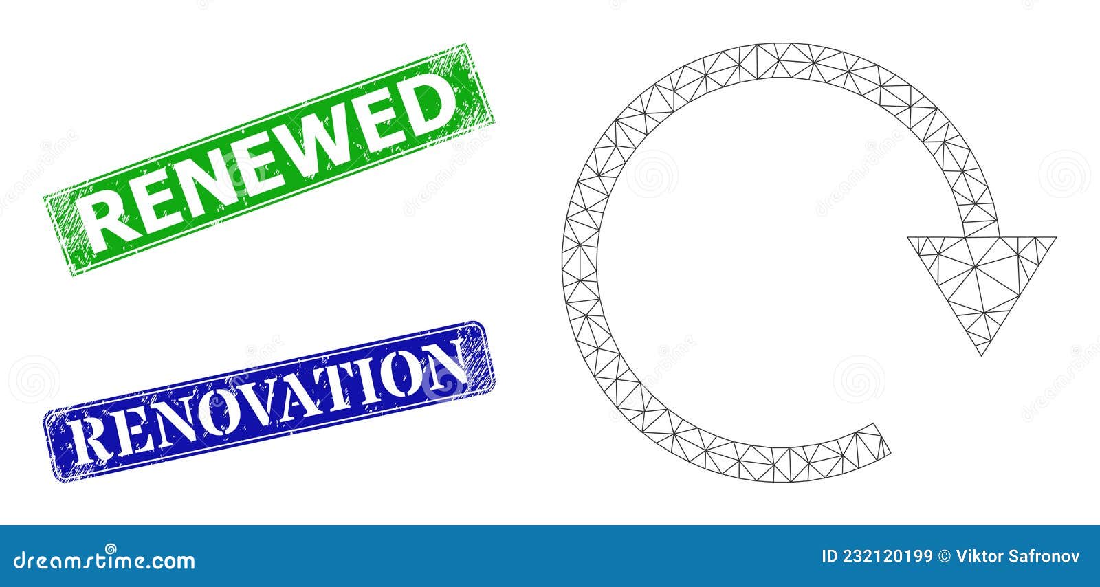 Scratched Renewed Stamps and Triangular Mesh Rotate Right Icon Stock ...