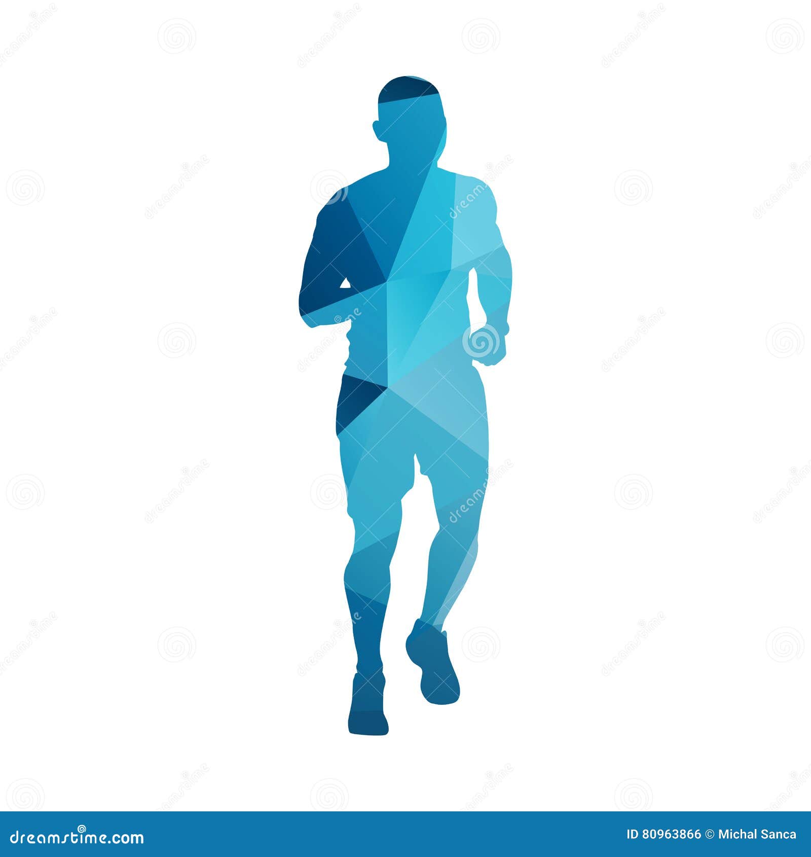 Polygonal Running Man, Abstract Blue Silhouette Stock Vector ...
