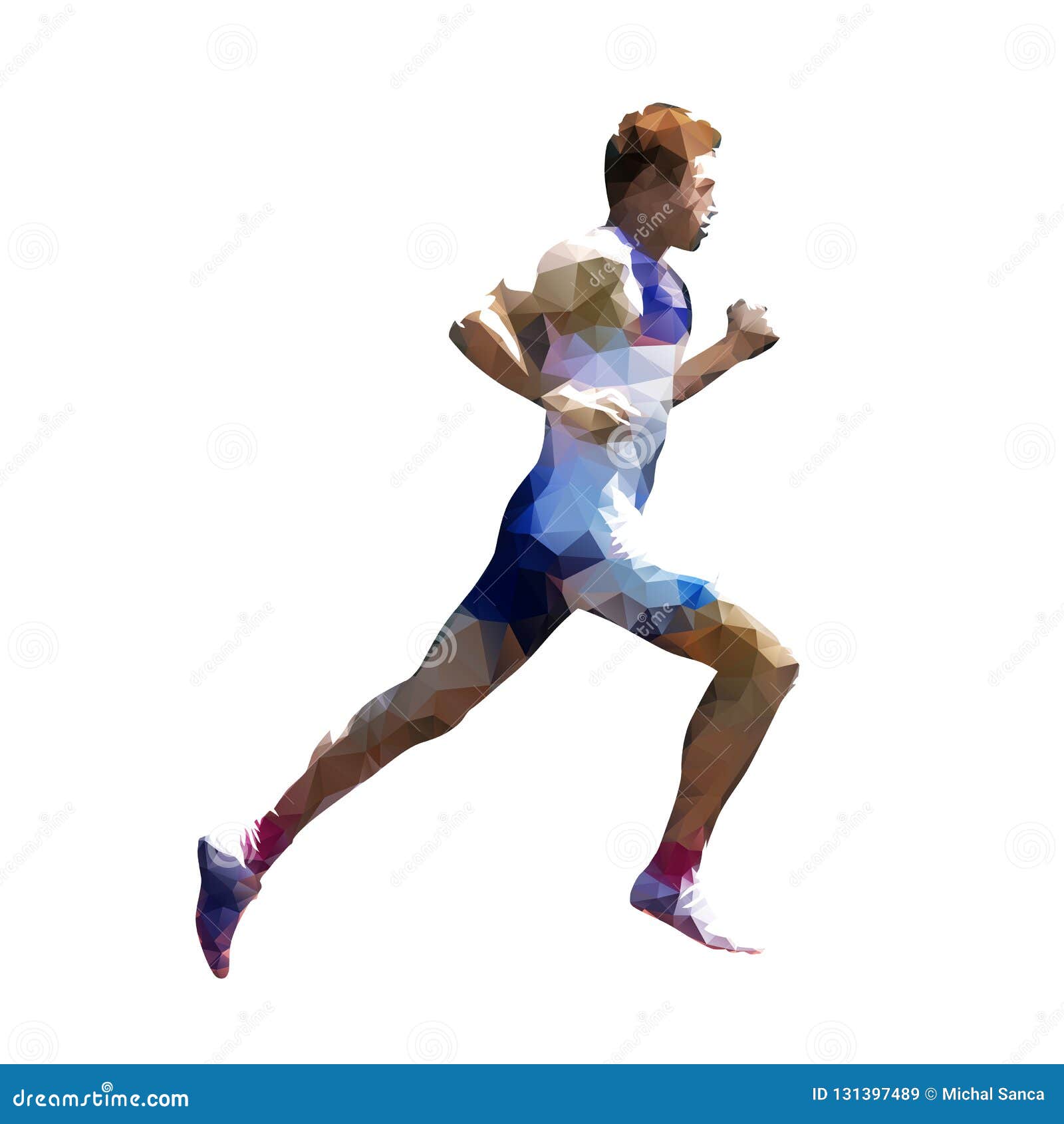 Vector Runner, Abstract Geometric Running Man Illustration. Side View ...