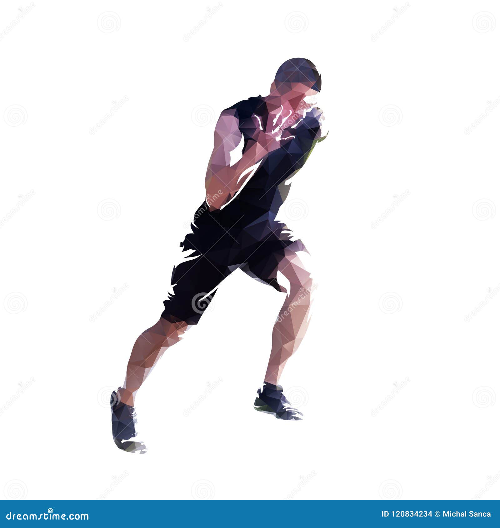 Polygonal Running Man. Low Poly Vector Runner, Side View Stock Vector ...