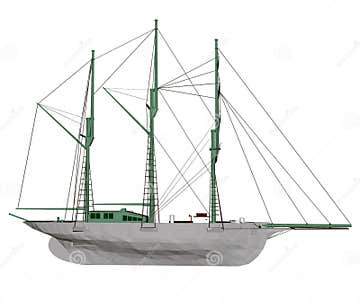 Polygonal Sailing Ship. Side View. Vector Illustration Stock Vector ...