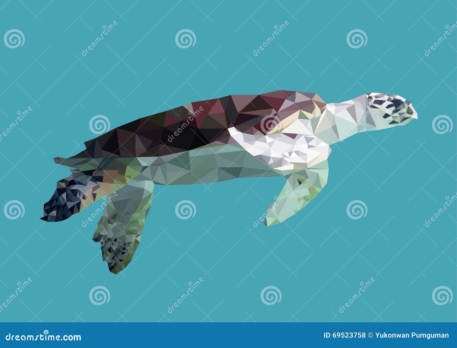 Polygonal Sea Turtle, Polygon Geometric Sea Animal, Vector Stock Vector ...