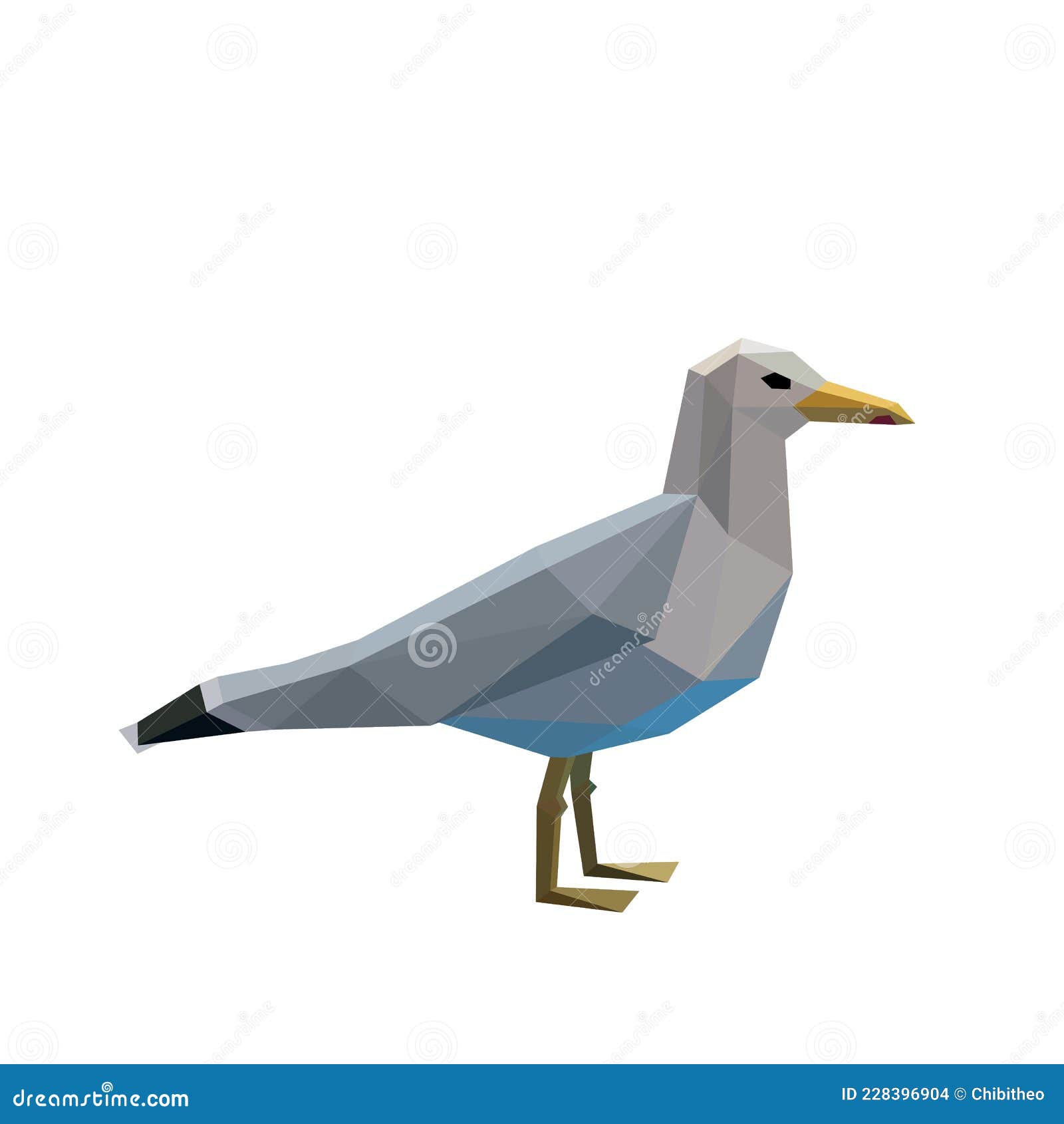 Polygonal Seagull Art Image. Low Poly Seagull Vector Illustration Stock ...