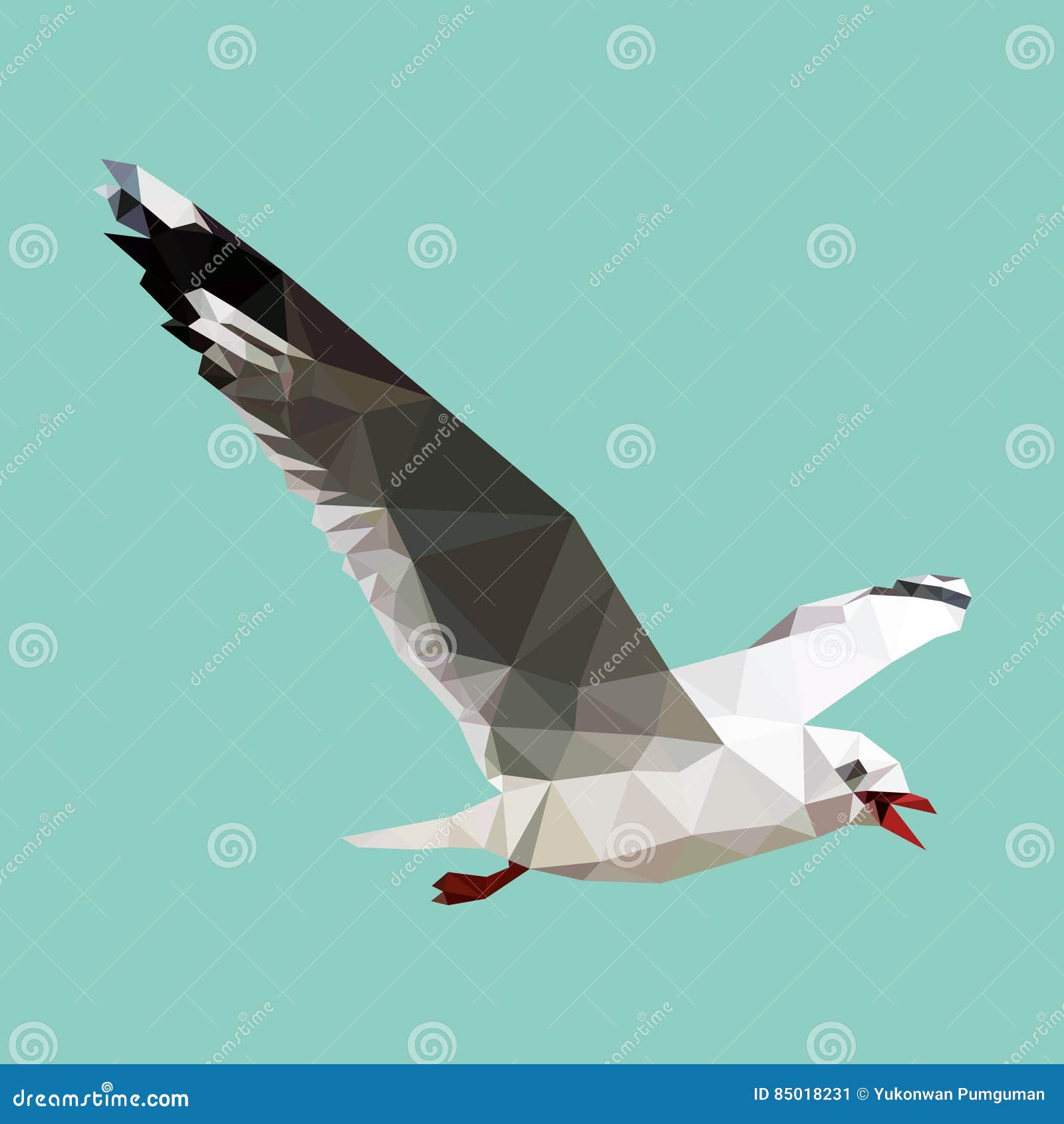 Polygonal Seagull, Geometric Polygon Bird, Vector Stock Vector ...