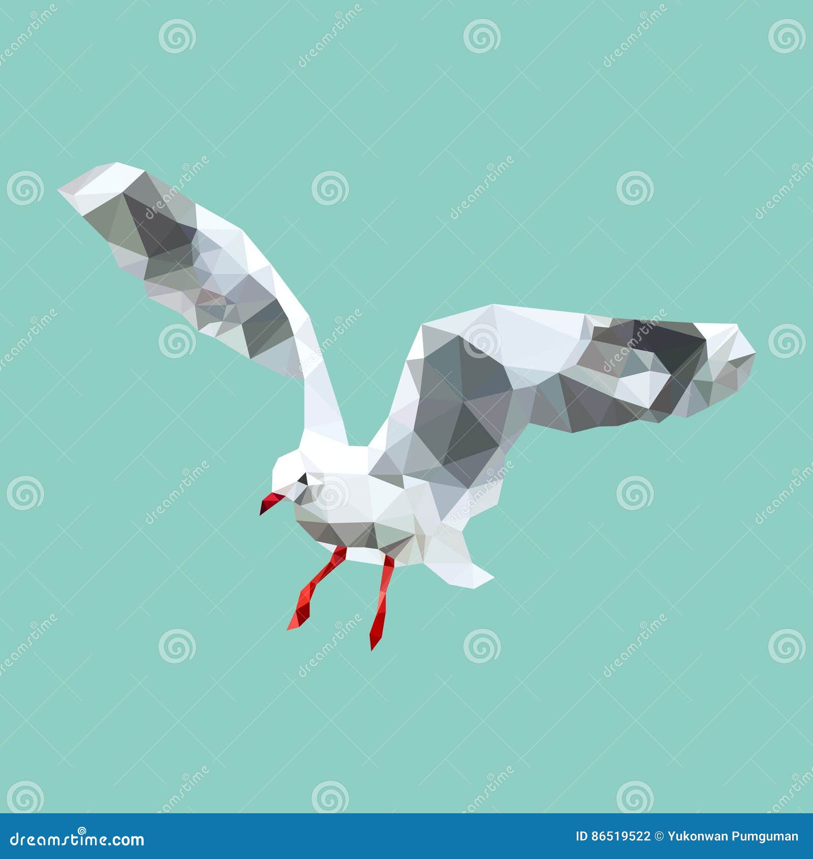 Polygonal Seagull, Geometric Polygon Bird, Vector Stock Vector ...