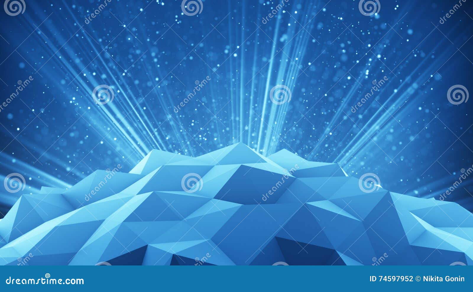 Polygonal Shape and Light Rays 3d Render Stock Illustration ...