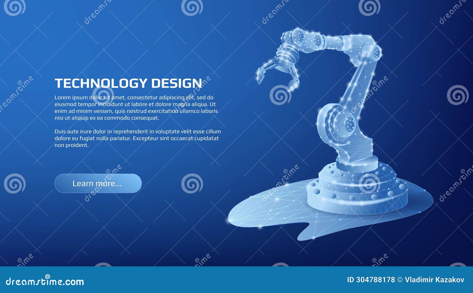 Polygonal Shining Mechanical Manipulator on Dark Blue Background ...