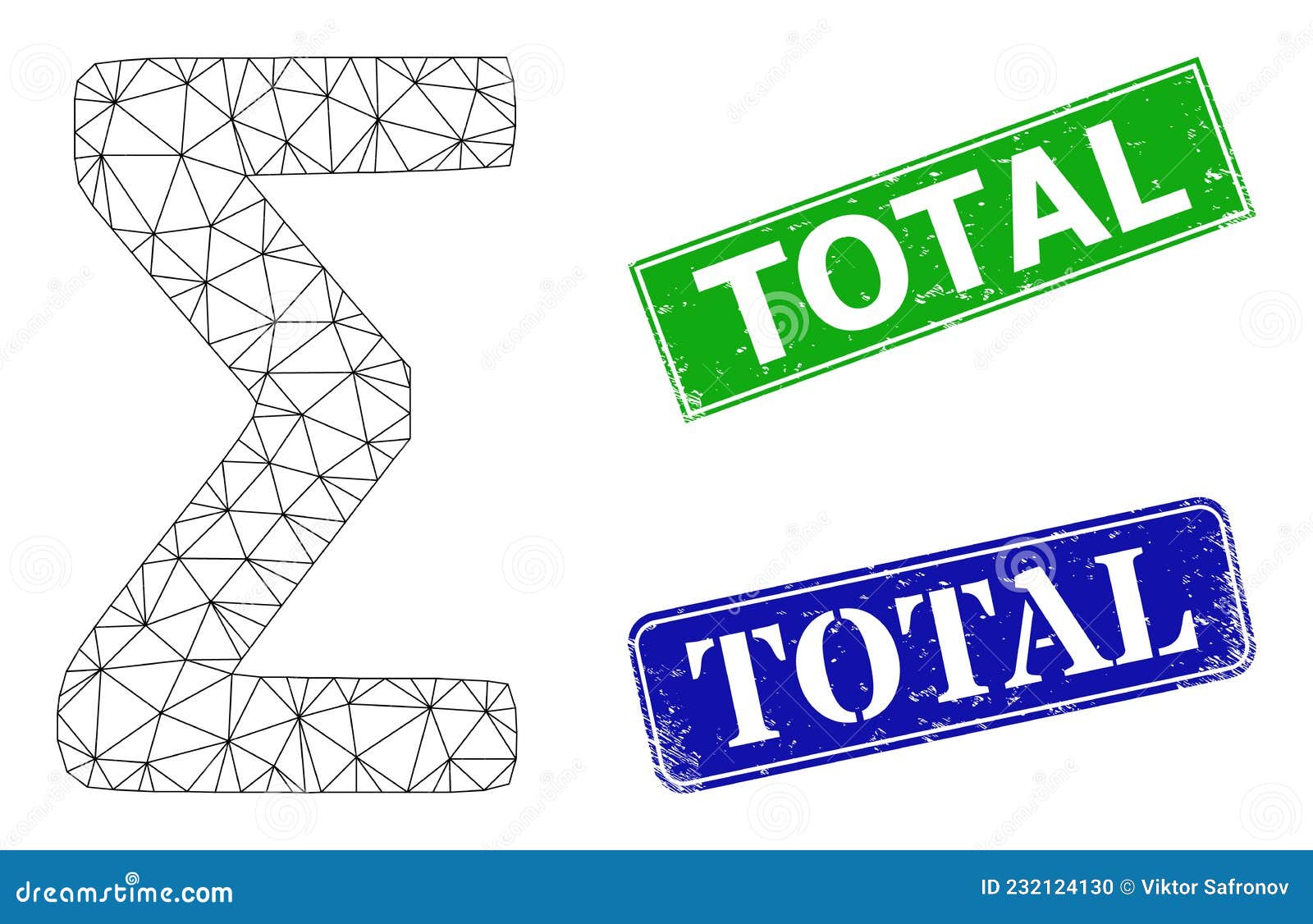 Textured Total Imprints and Triangle Mesh Sigma Greek Symbol Icon Stock ...