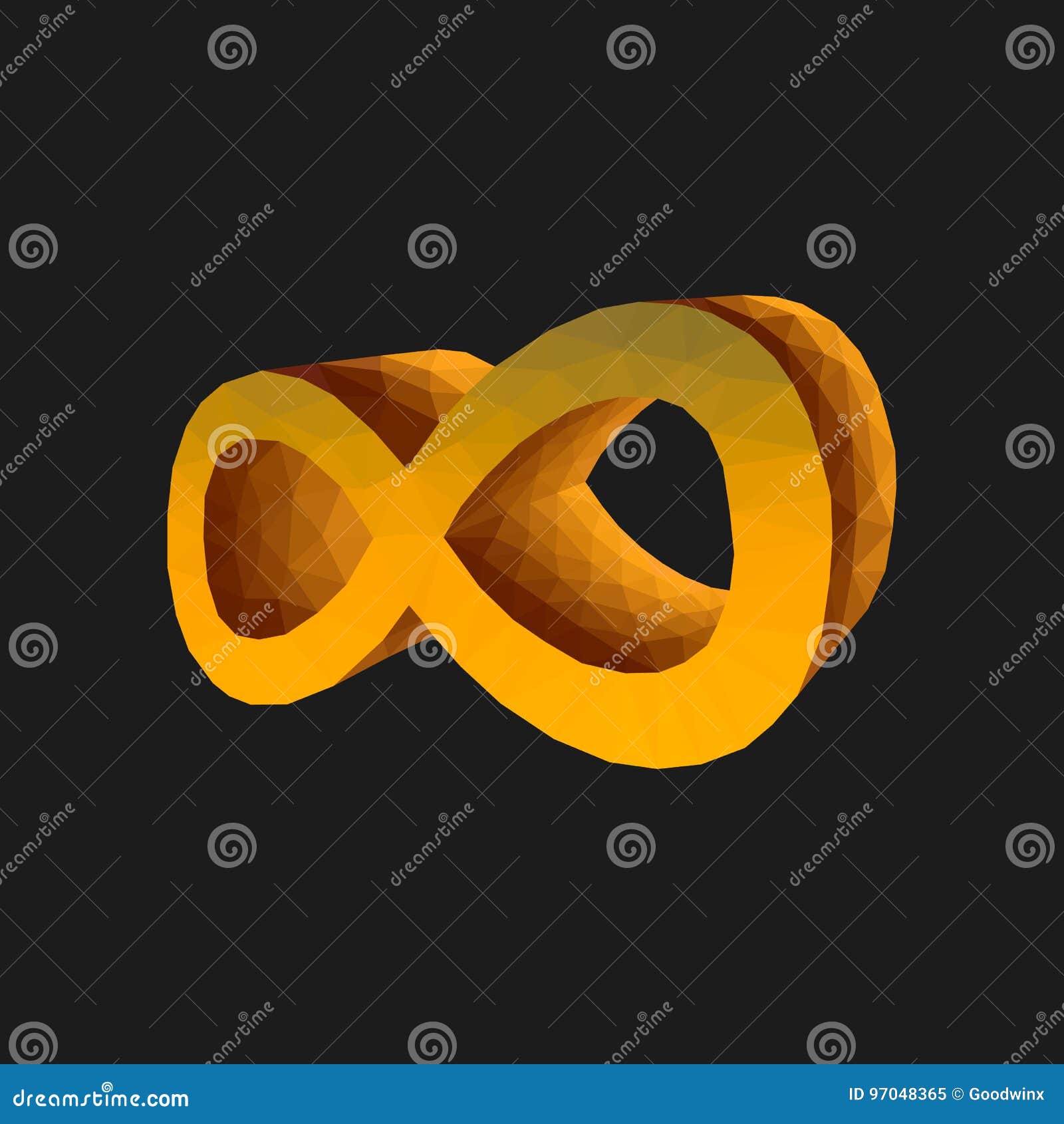 Polygonal Sign of Infinity Volumetric 3d Orange on Black Background ...