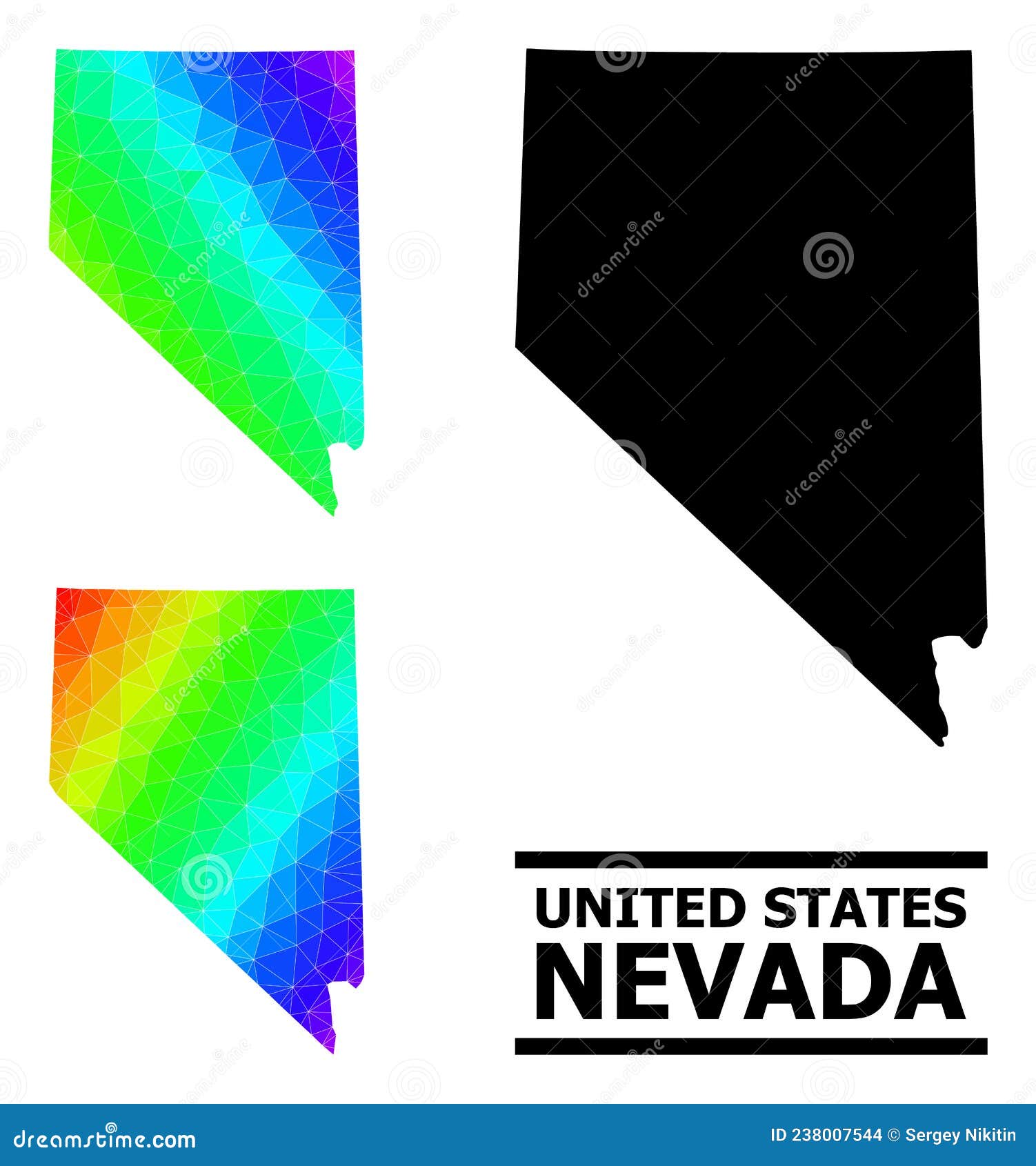Polygonal Spectral Colored Map of Nevada State with Diagonal Gradient ...