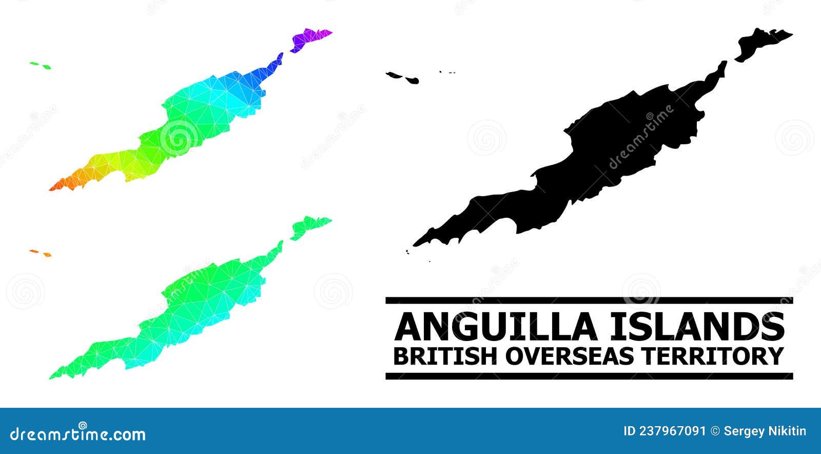 Map Of Anguilla, Polygonal Mesh Line Map Stock Image | CartoonDealer ...