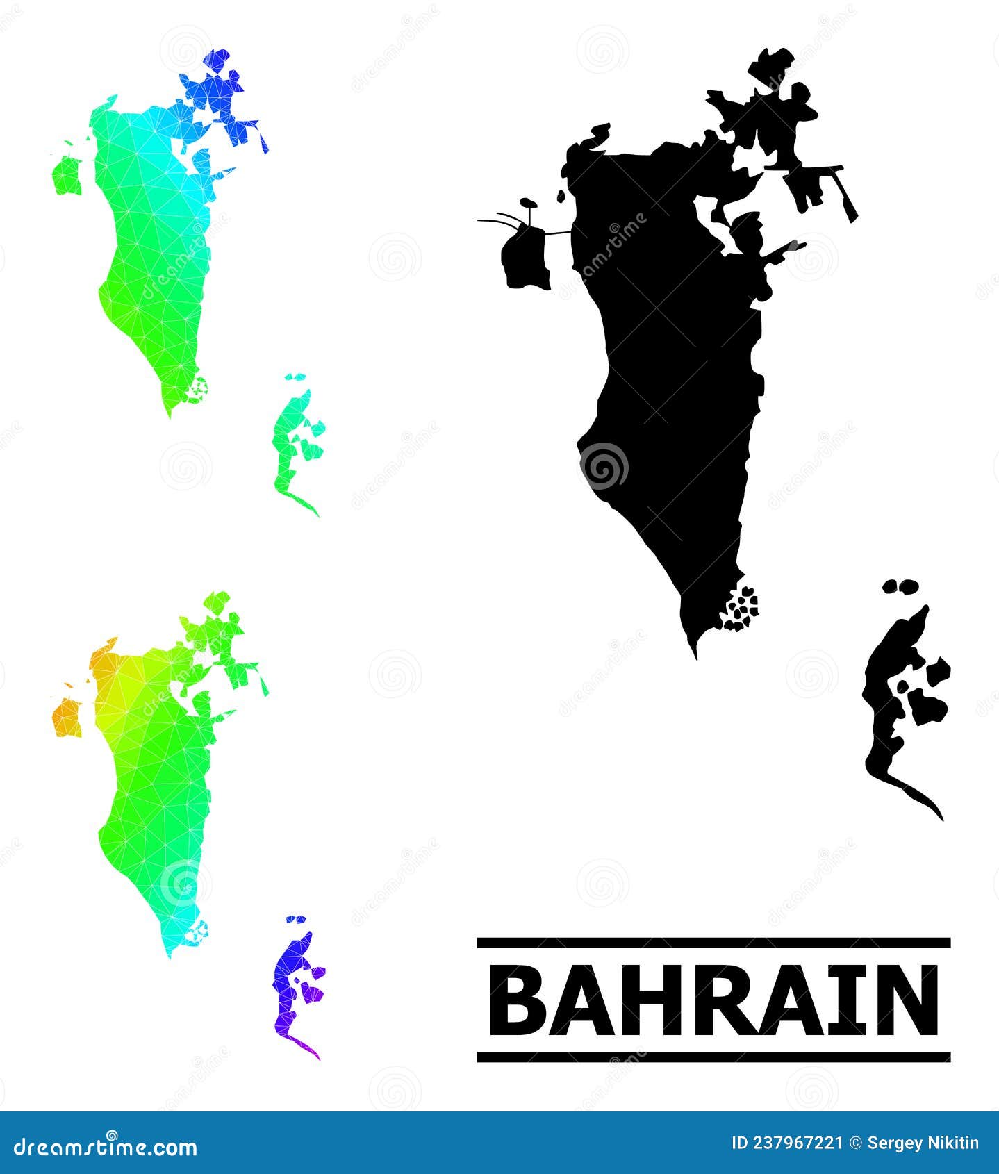 Polygonal Spectrum Map of Bahrain with Diagonal Gradient Stock Vector ...