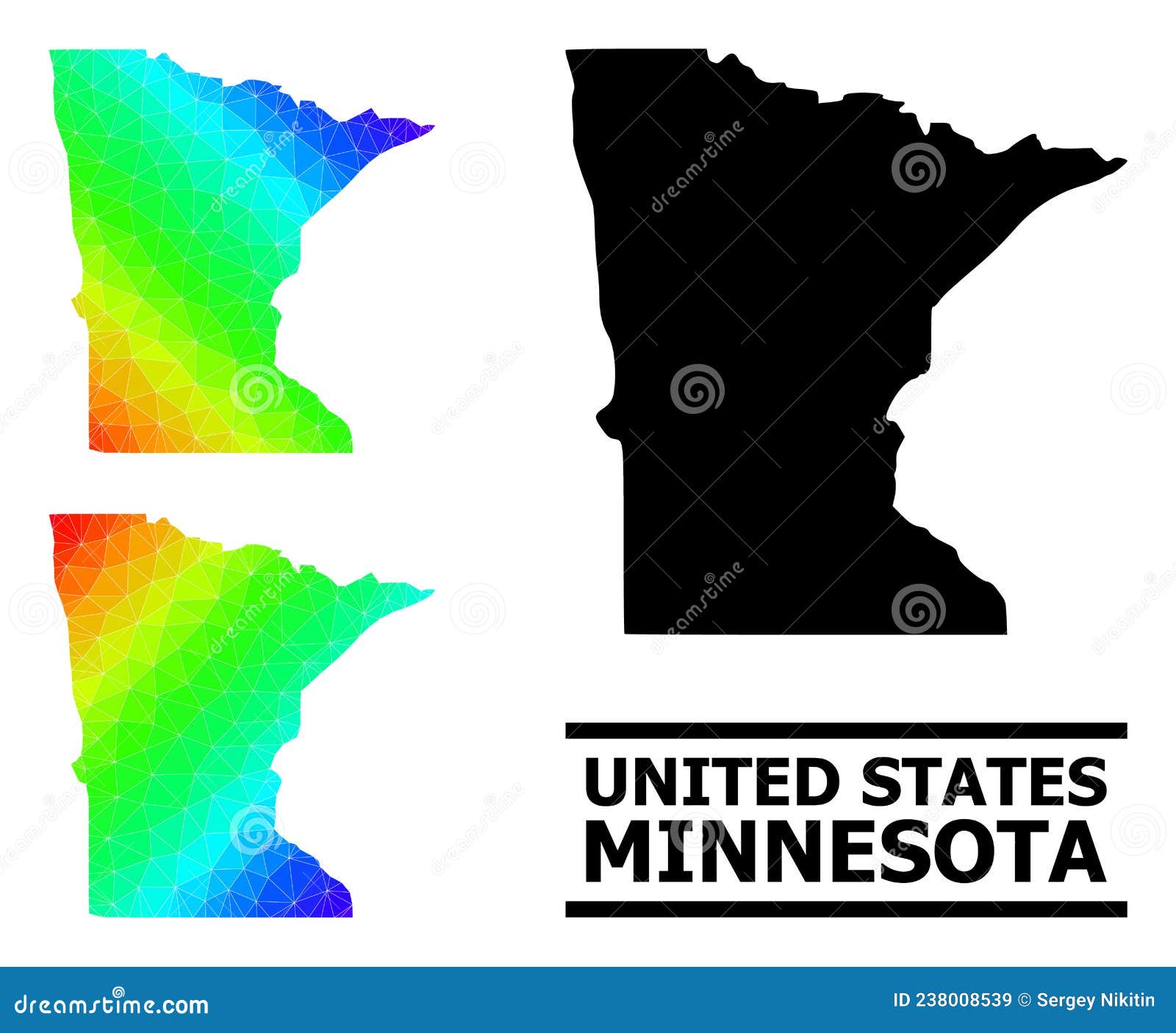 Polygonal Spectrum Map of Minnesota State with Diagonal Gradient Stock ...