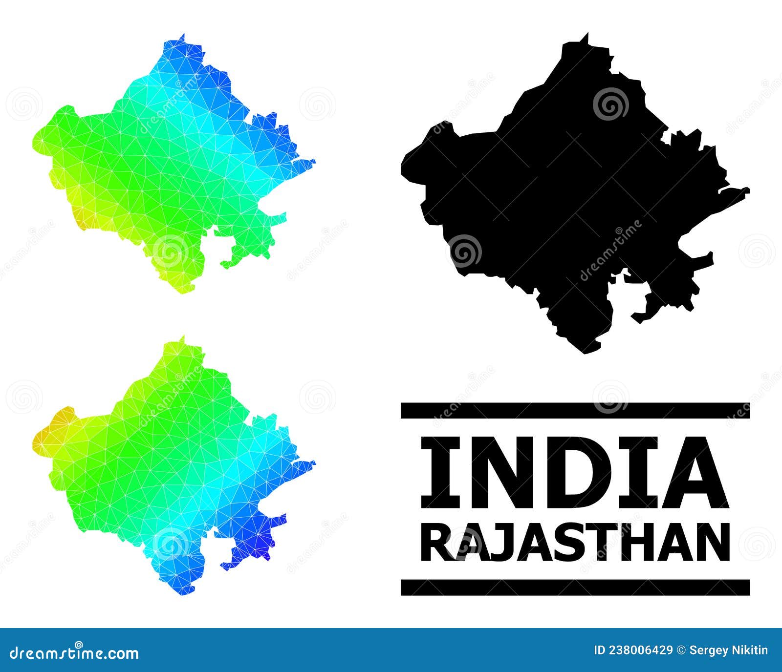 Polygonal Spectrum Map of Rajasthan State with Diagonal Gradient Stock ...