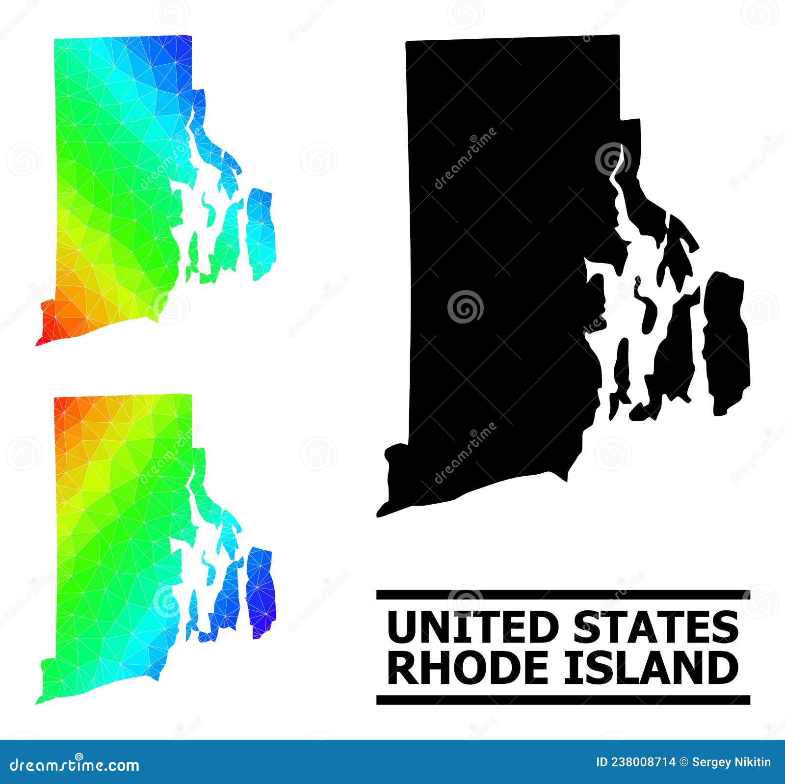 Polygonal Spectrum Map of Rhode Island State with Diagonal Gradient ...