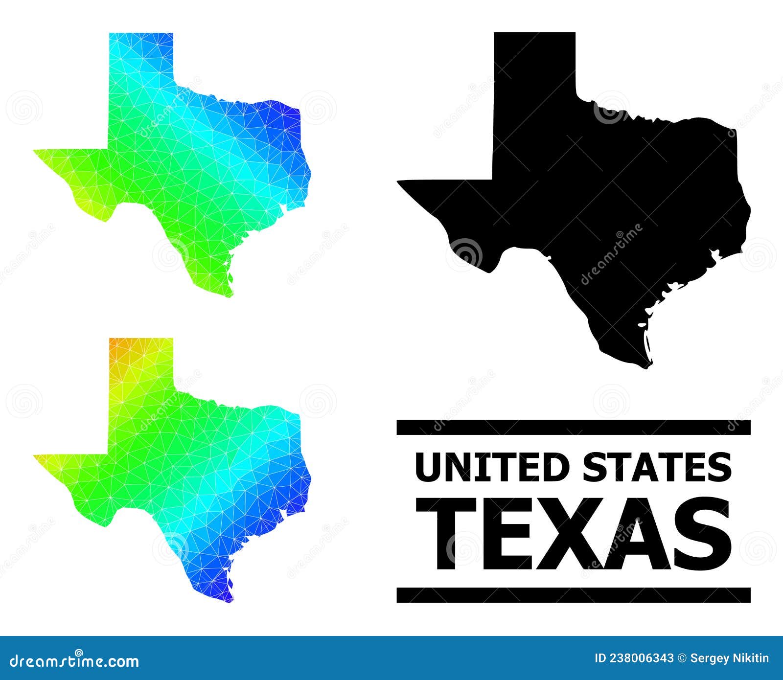 Polygonal Spectrum Map of Texas State with Diagonal Gradient Stock ...