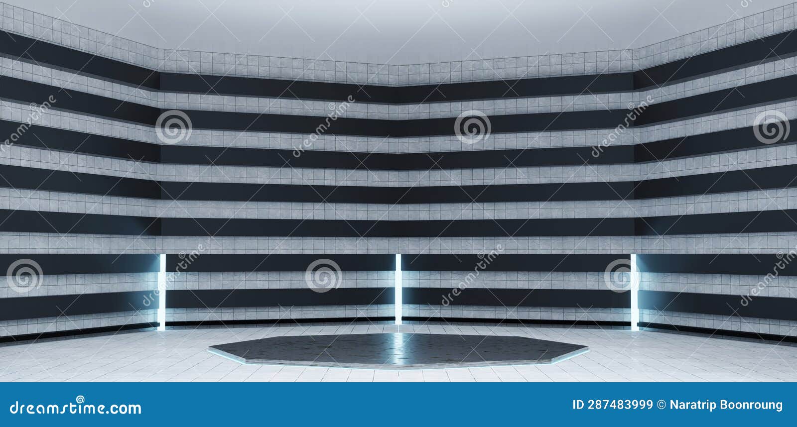 Polygonal Stage Hexagonal Dome Great Hall Neon Lights and Lasers ...