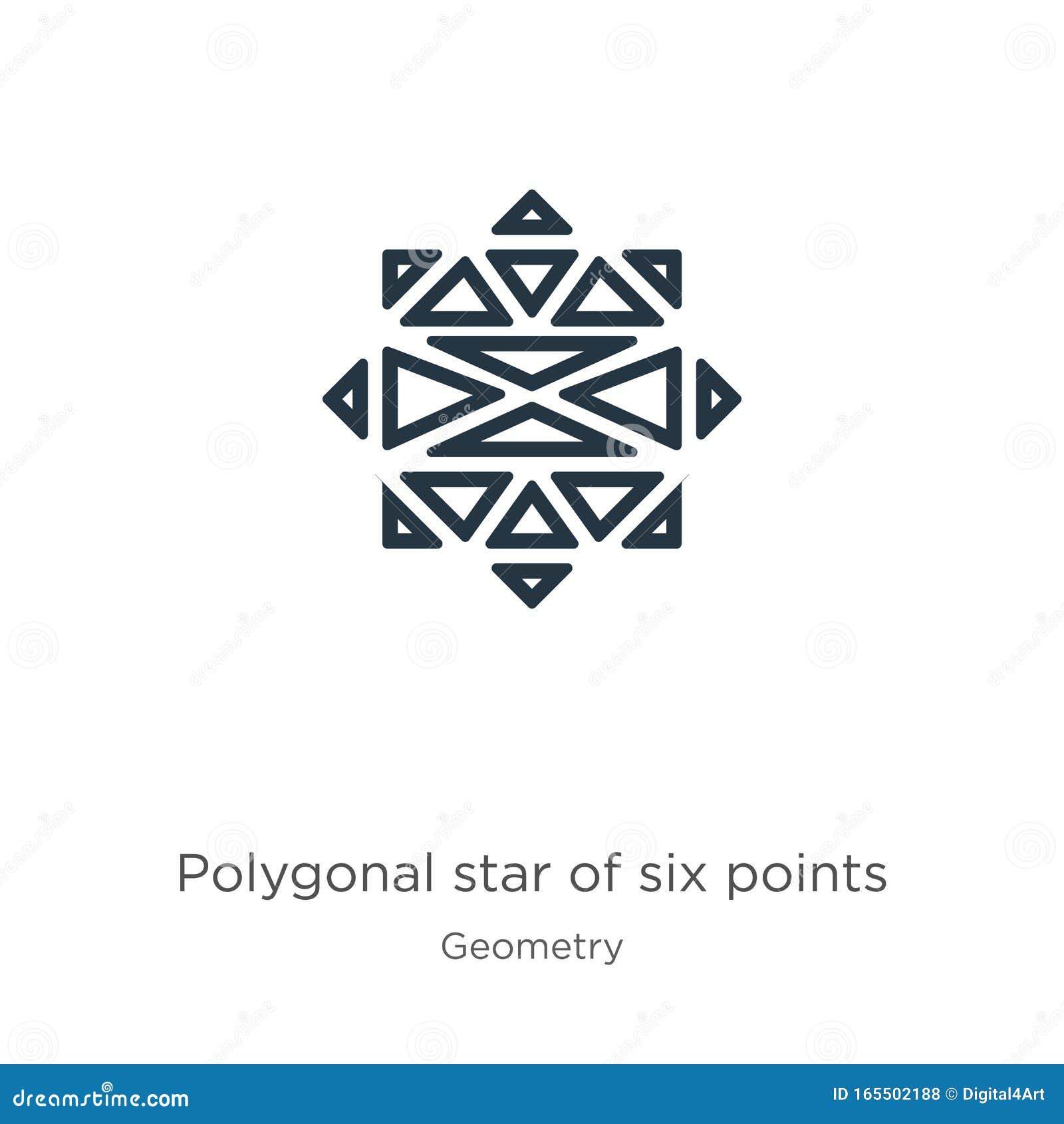 Polygonal Star of Six Points Icon. Thin Linear Polygonal Star of Six ...