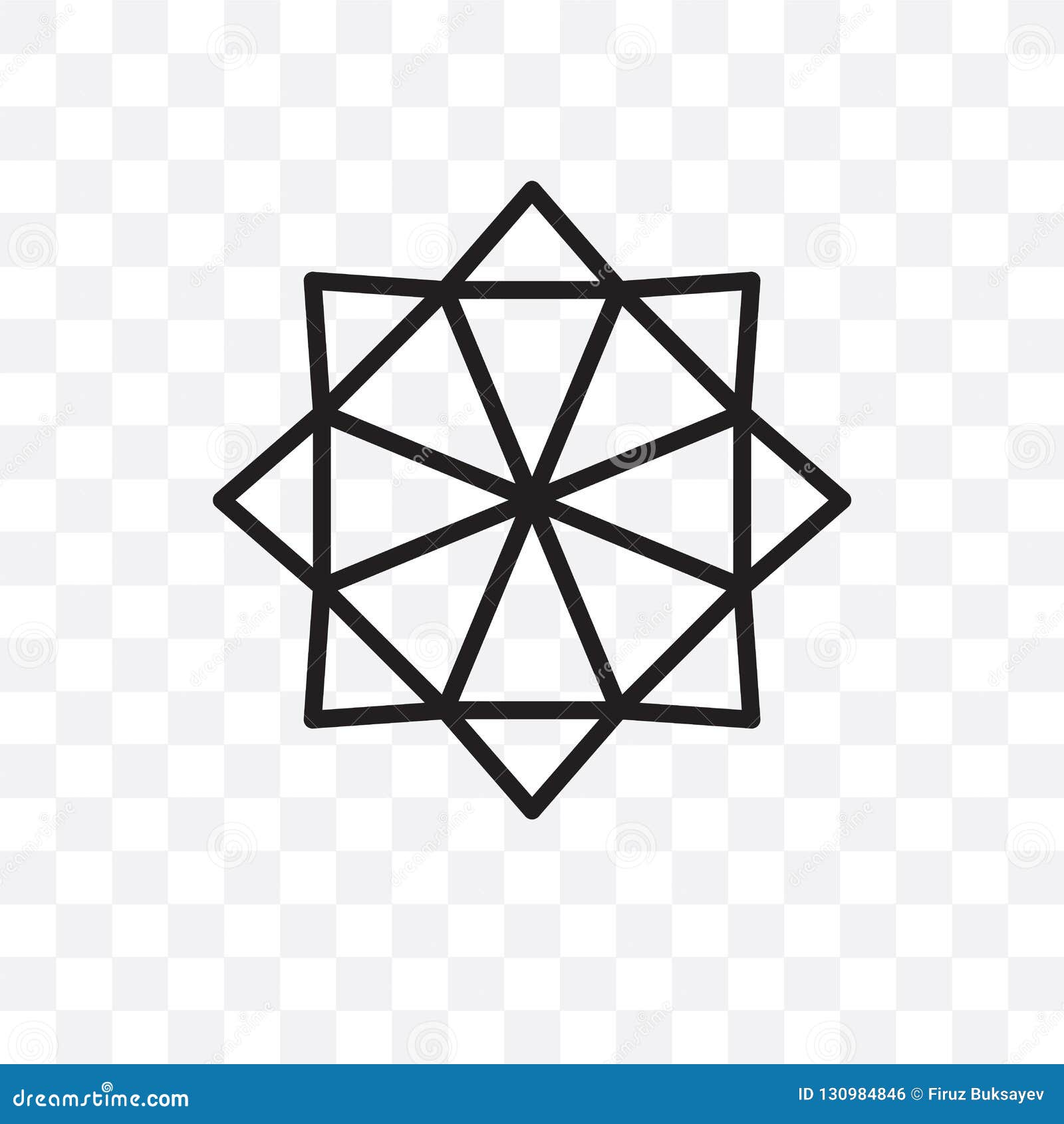 Polygonal Star of Six Points Vector Linear Icon Isolated on Transparent ...