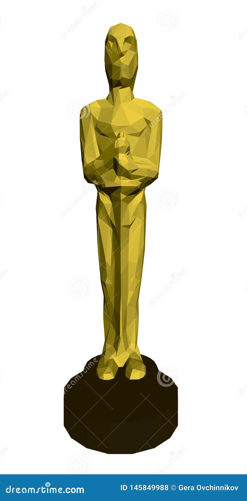 Polygonal Statuette Oscar. 3D. Front View. Vector Illustration ...